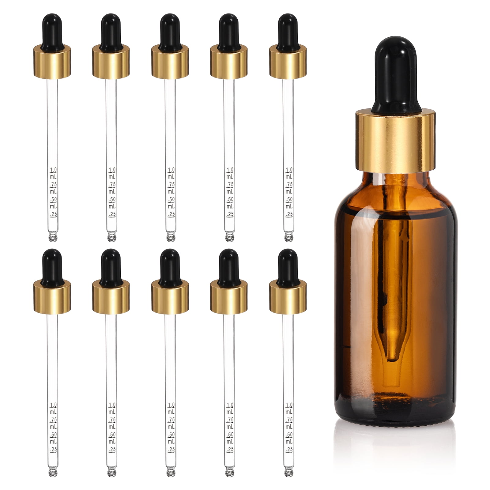 Uxcell Glass Eye Dropper, 10 Pcs Droppers Liquids Closure Top with ...