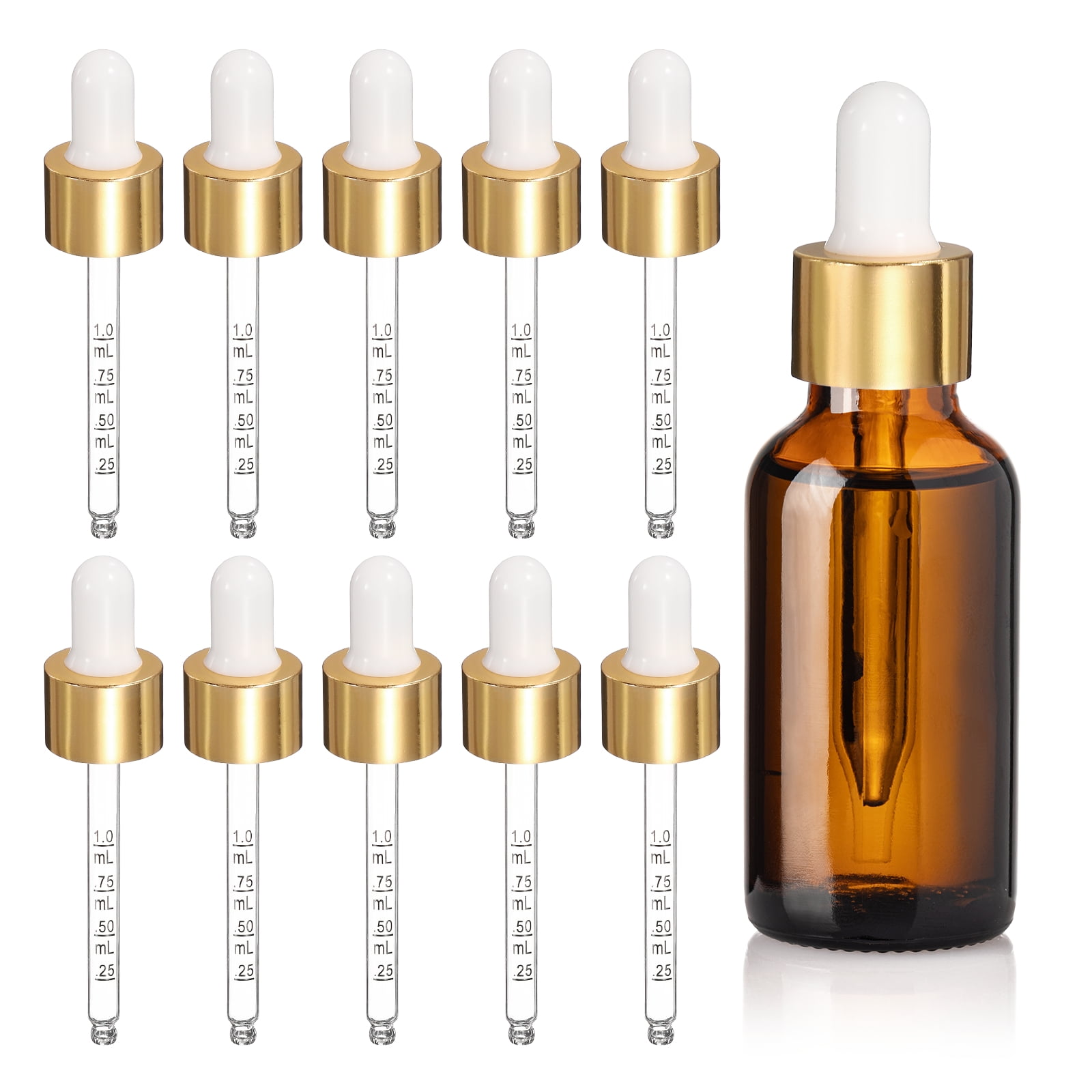 Uxcell Glass Eye Dropper, 10 Pcs Droppers Liquids Closure Top with ...