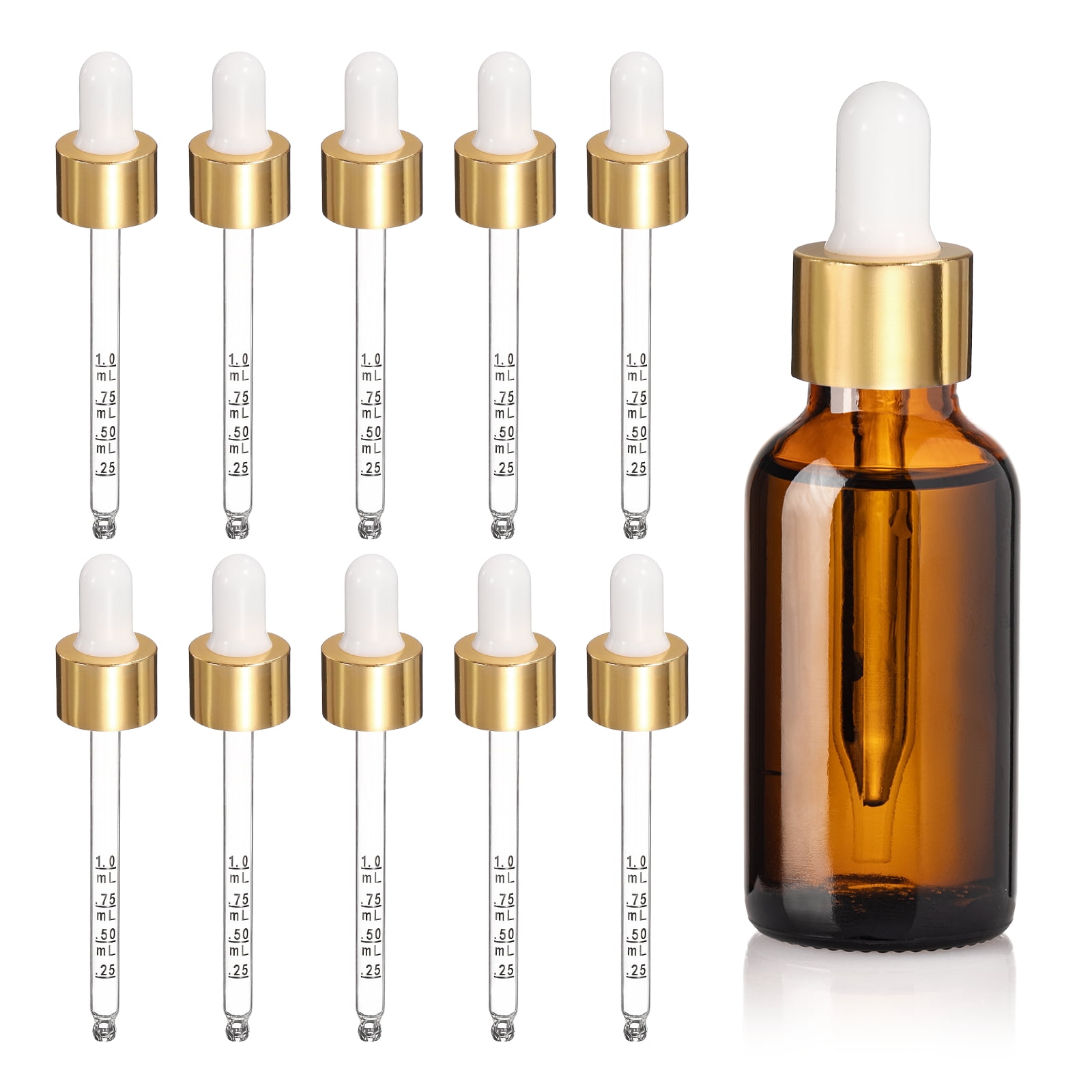 Uxcell Glass Eye Dropper, 10 Pcs Droppers Liquids Closure Top with ...