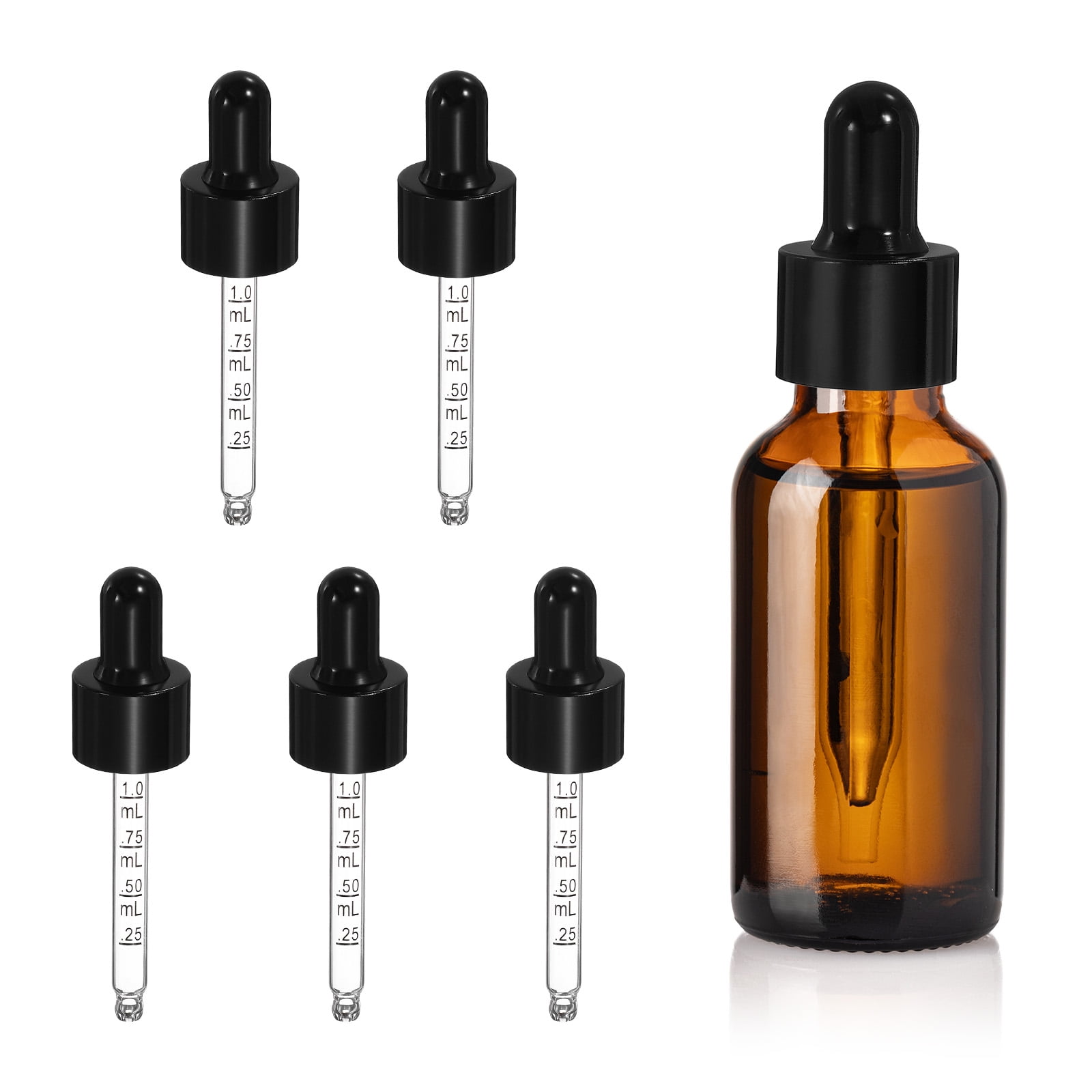 Uxcell Glass Eye Dropper, 5 Pcs Droppers Liquids Closure Top with ...