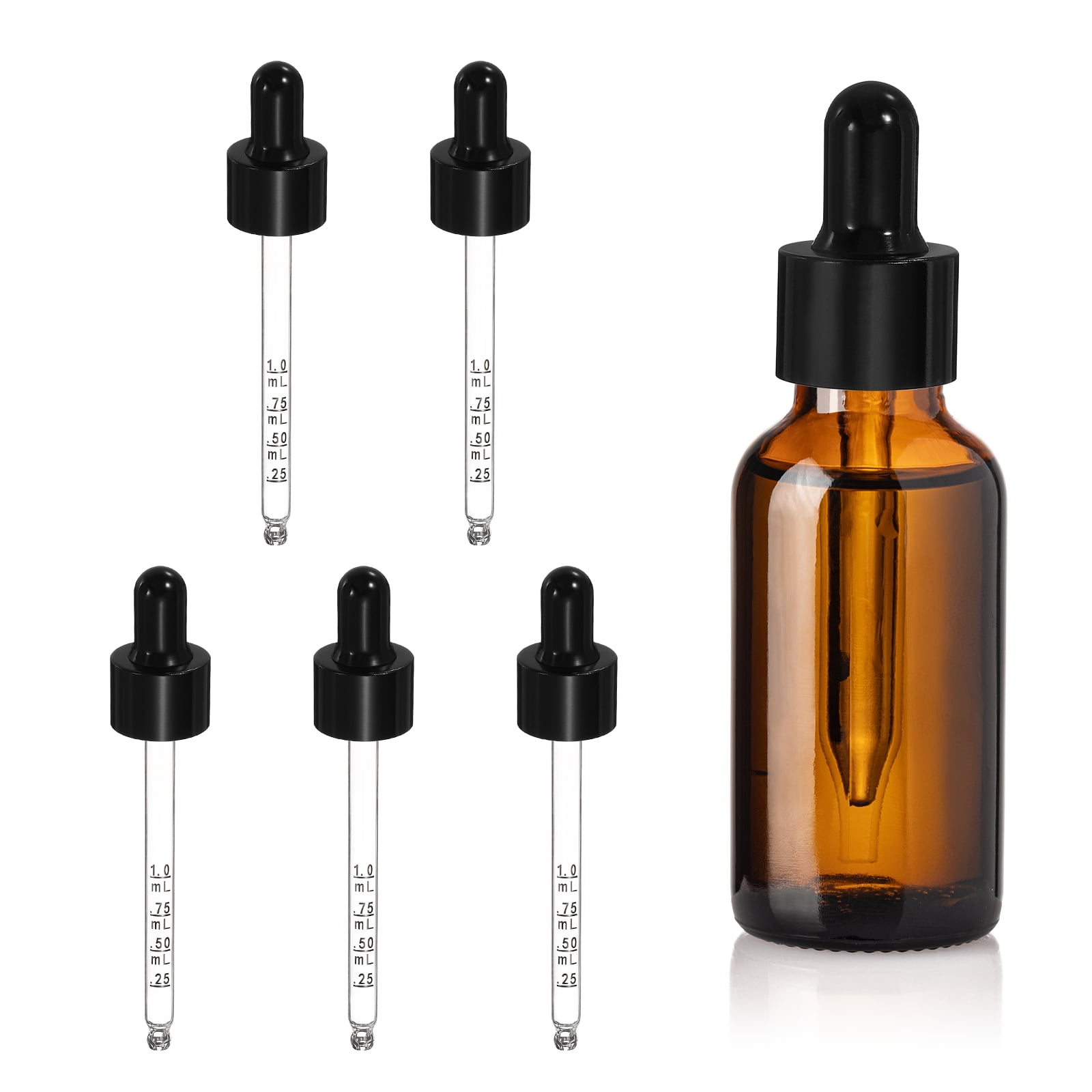 Uxcell Glass Eye Dropper, 5 Pcs Droppers Liquids Closure Top with ...