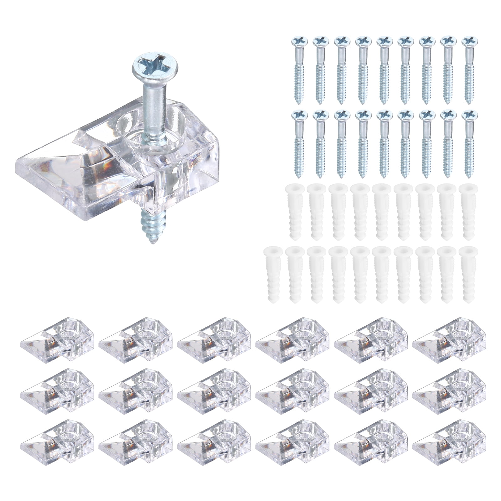 Uxcell Glass Retainer Clips Kit with Screw, 0.83 x 0.51" Glass Panel ...