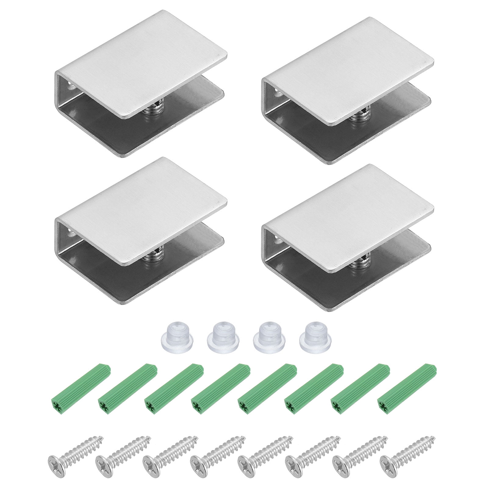 Uxcell Glass Shelf Brackets, Stainless Steel Clamps Clip Holder with ...