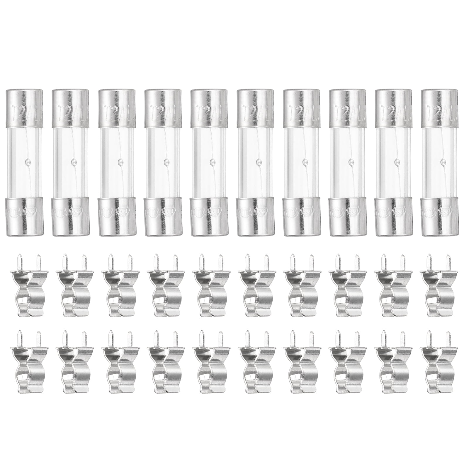 Uxcell Glass Tube Fuses, 5x20mm 2A 250V Slow Fast Blow Glass Cartridge ...