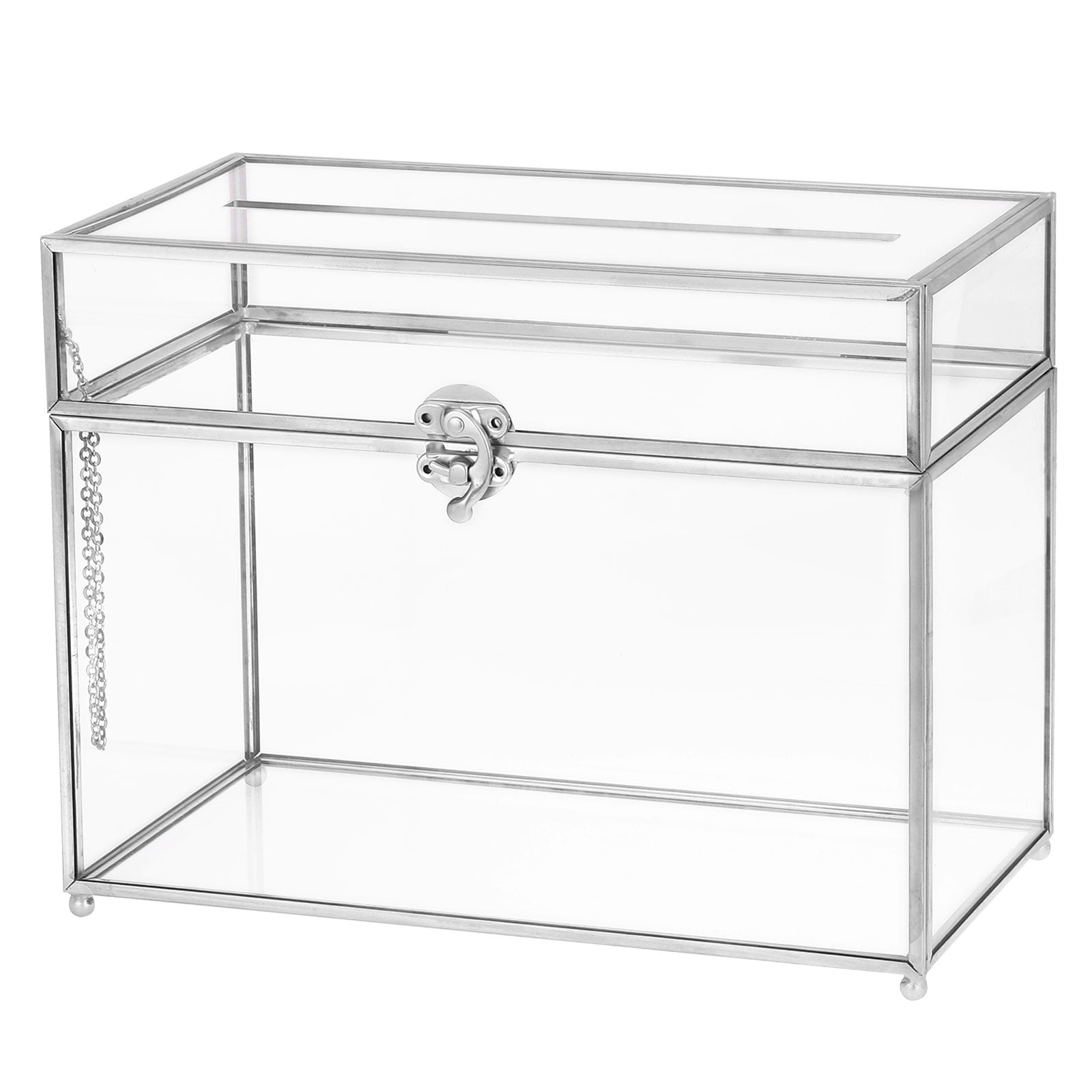 Uxcell Glass Wedding Card Box with Lock, 10" Clear Card Box for ...