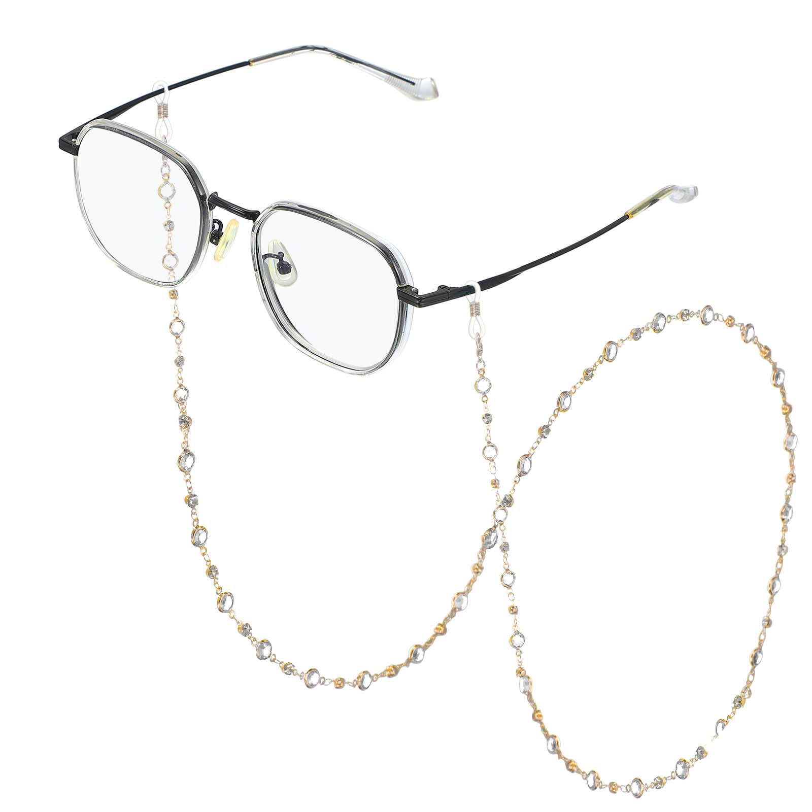 Uxcell Glasses Chain for Women, Eyeglasses Chain with Lanyard Crystal ...