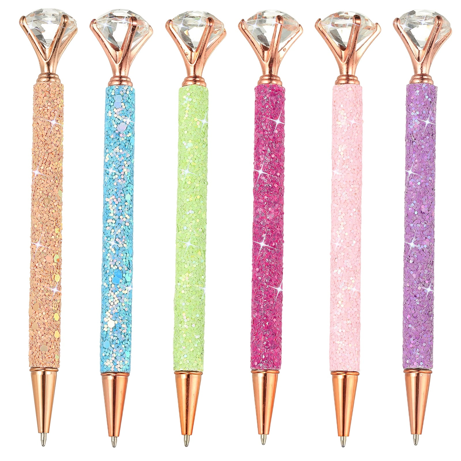 Uxcell Glitter Ballpoint Pen, Crystal Diamond Twist Metal Pen Shine ...