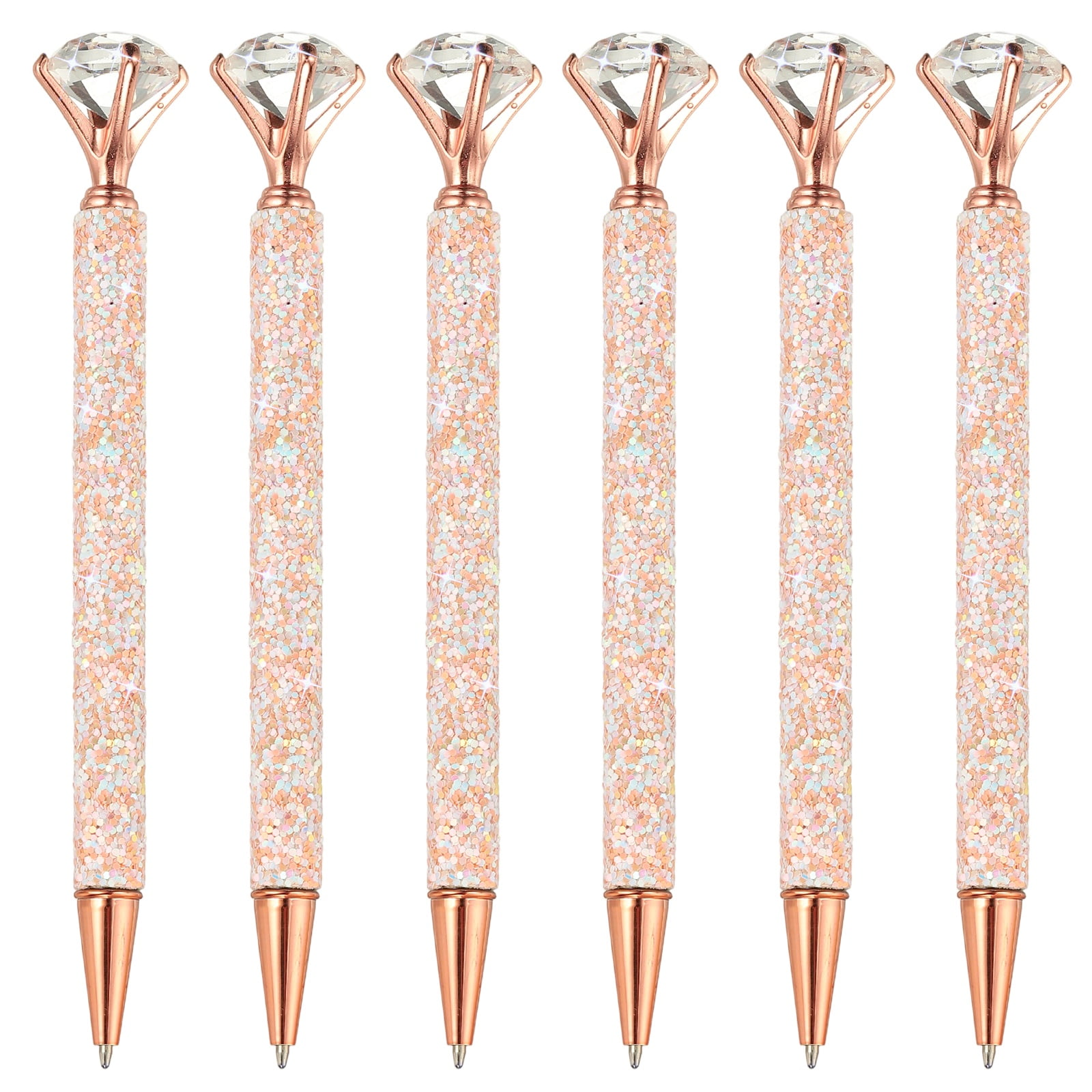 Uxcell Glitter Ballpoint Pen, Crystal Diamond Twist Metal Pen Shine ...