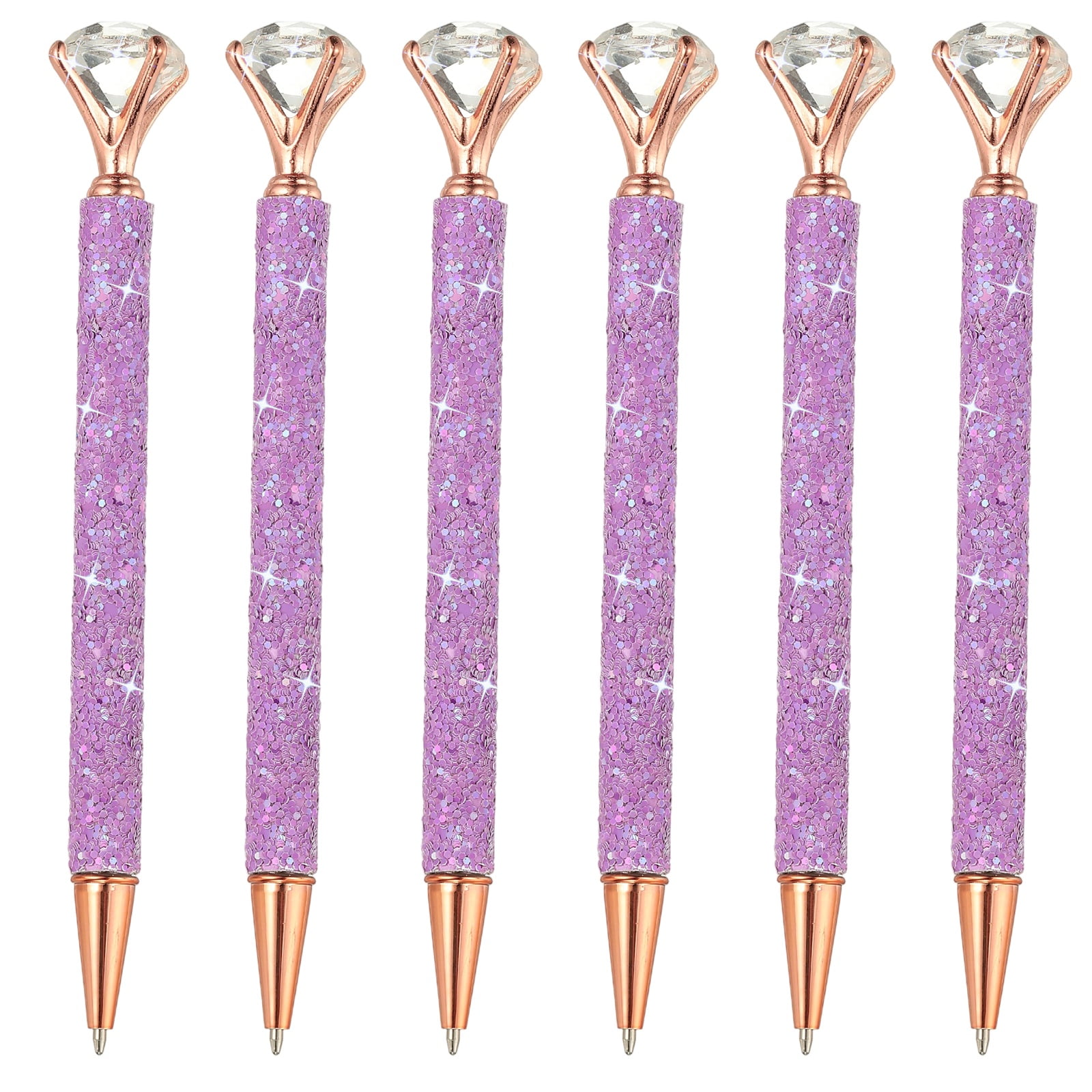 Uxcell Glitter Ballpoint Pen, Crystal Diamond Twist Metal Pen Shine ...