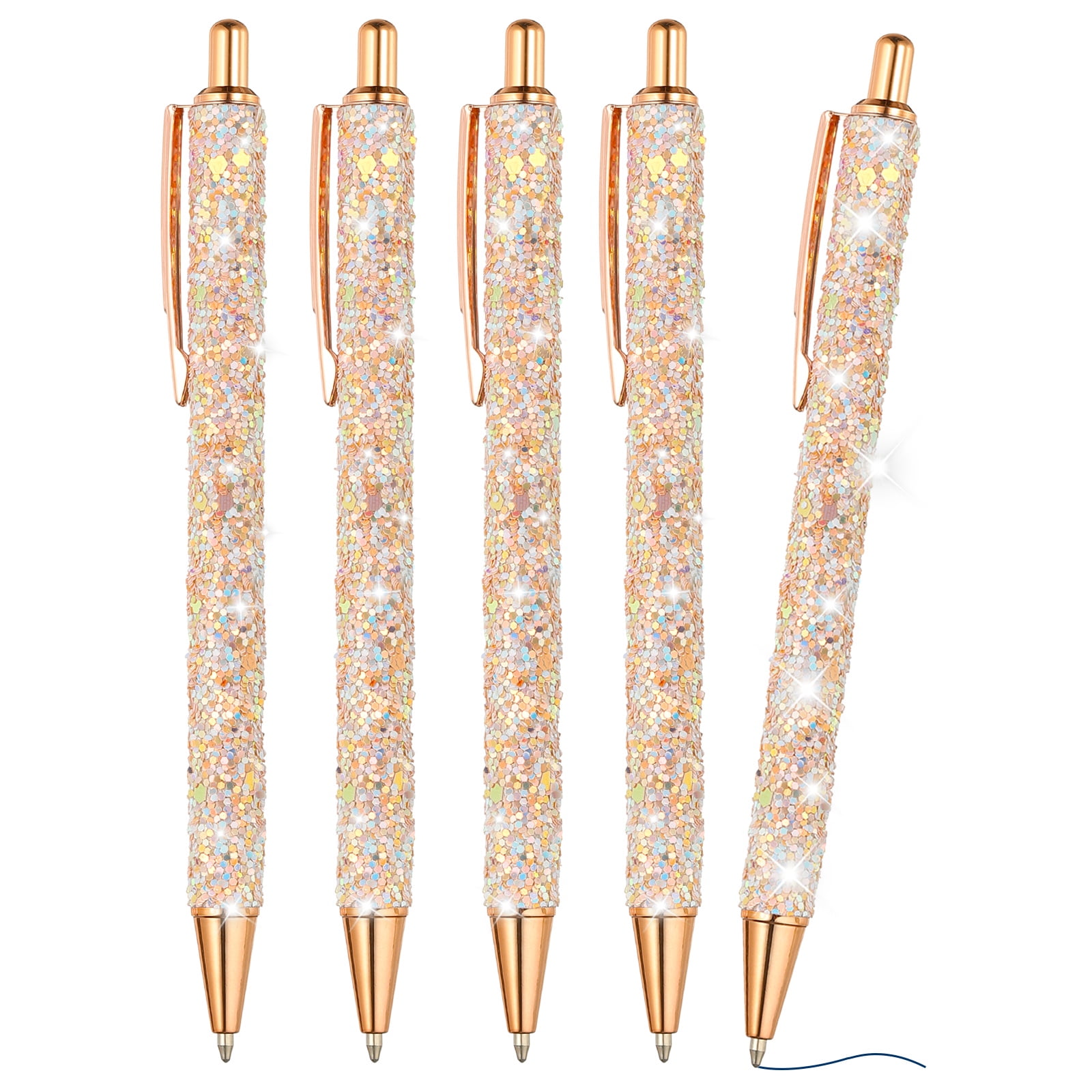 Uxcell Glitter Ballpoint Pen, Sparkly Fancy Glitter Pen Retractable Press Metal Journaling ...