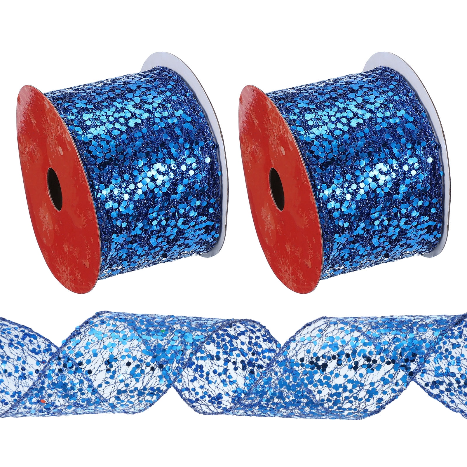 Uxcell Glitter Mesh Wired Ribbon for Bows Making Wedding Decor Gifts ...