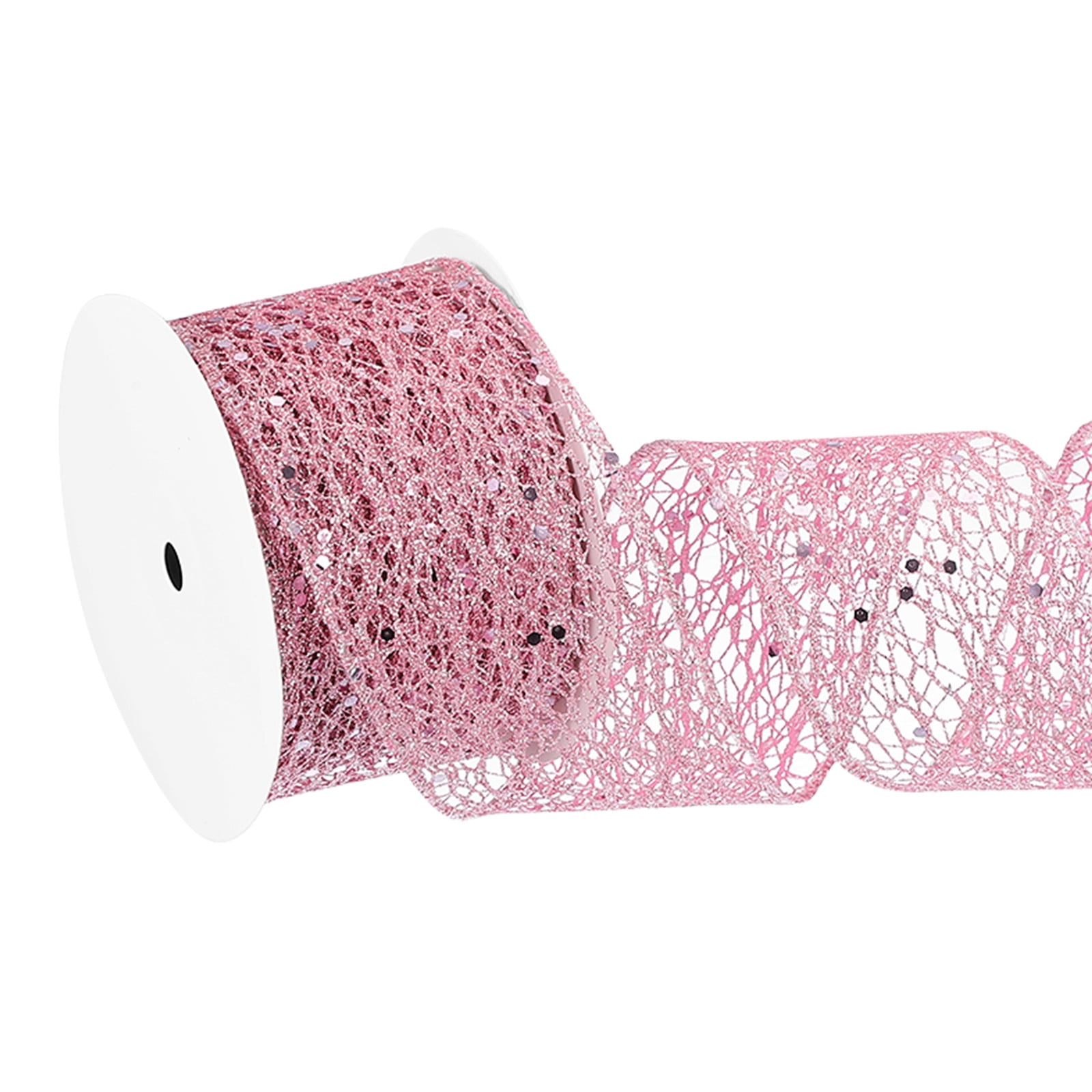 Uxcell Glitter Mesh Wired Ribbon for Christmas Tree and Gift Wrapping ...