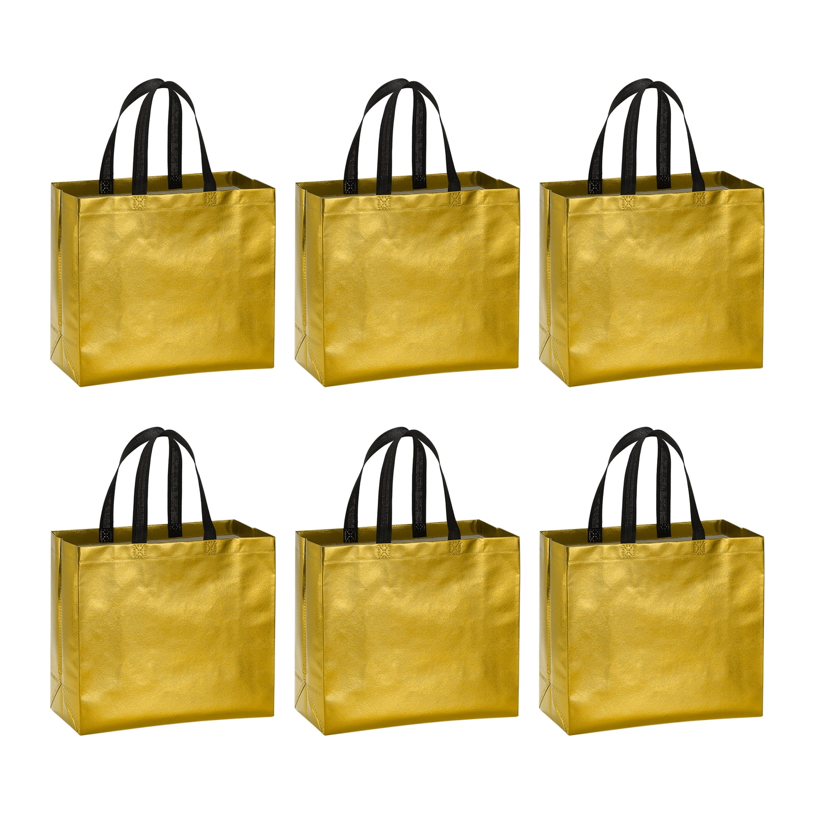 Uxcell Gold Tone Gift Bags with Laser Coating, 6pcs Reusable Goodie ...