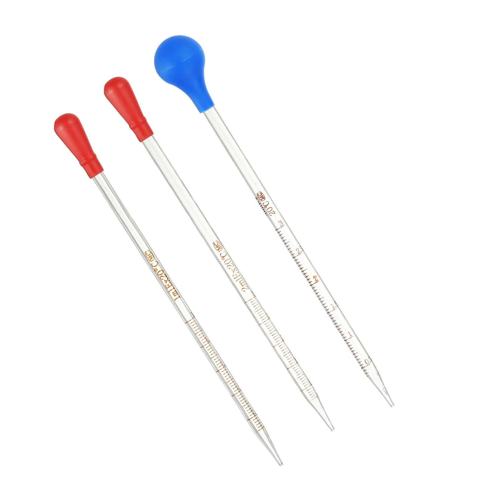 Uxcell Graduated Dropper Pipettes Kit, 3 Pack 1ml/2ml/3ml Borosilicate ...