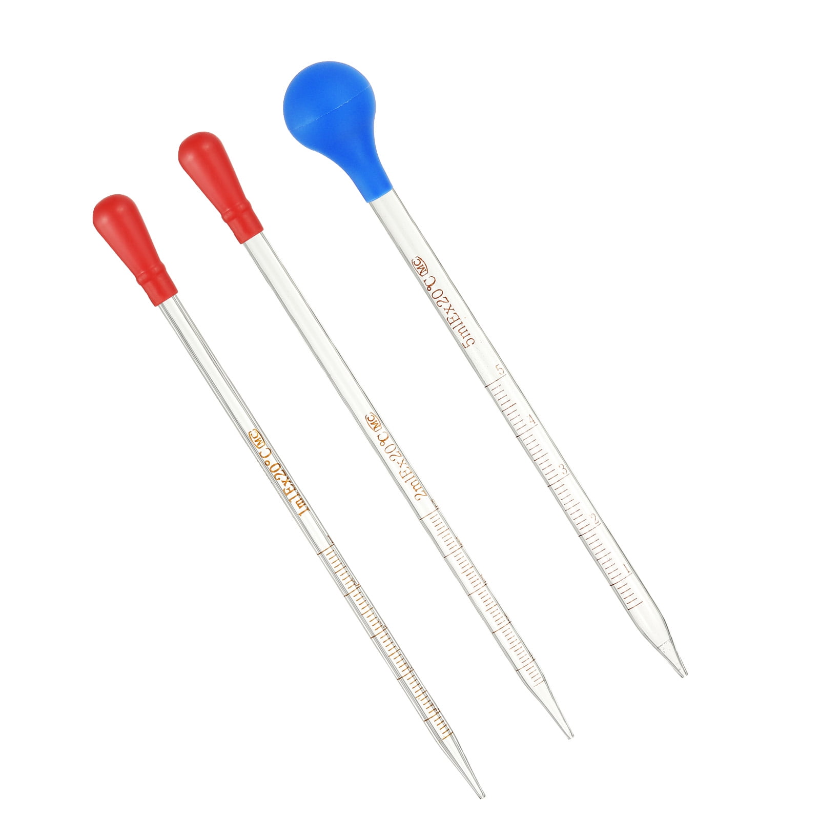 Uxcell Graduated Dropper Pipettes Kit, 3 Pack 1ml/2ml/5ml Borosilicate ...