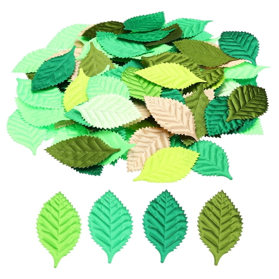 Uxcell 2.4 x 1.4 inch Green Artificial Leaves 100 Pack Fake Leaves ...