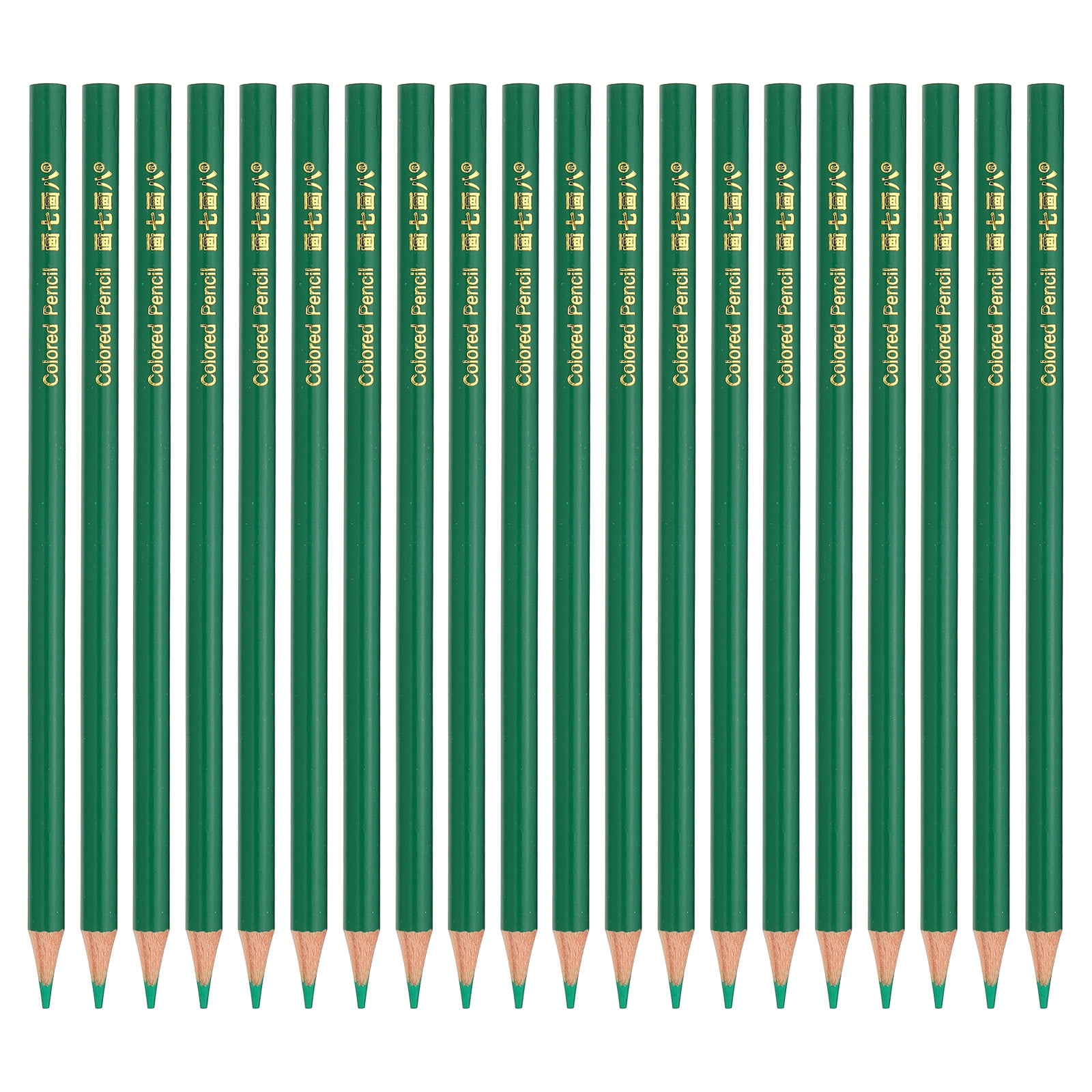 Uxcell Green Colored Pencils Set, 20 Pcs Oil Color Pencils Wooden ...