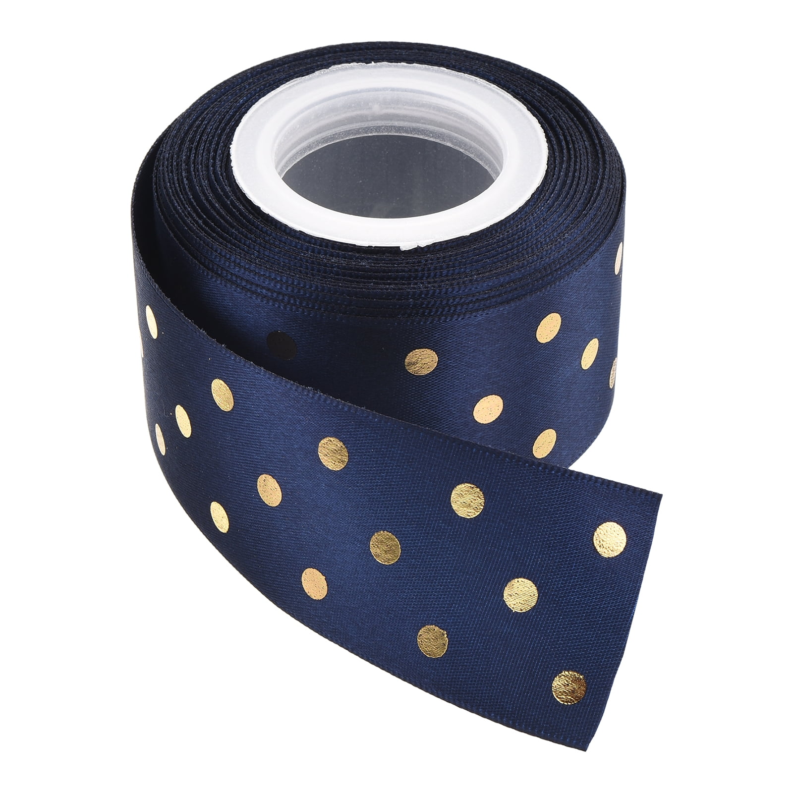 Uxcell Grosgrain Ribbons 10 Yards 1-1/2 Inch Deep Blue with Gold Dots ...