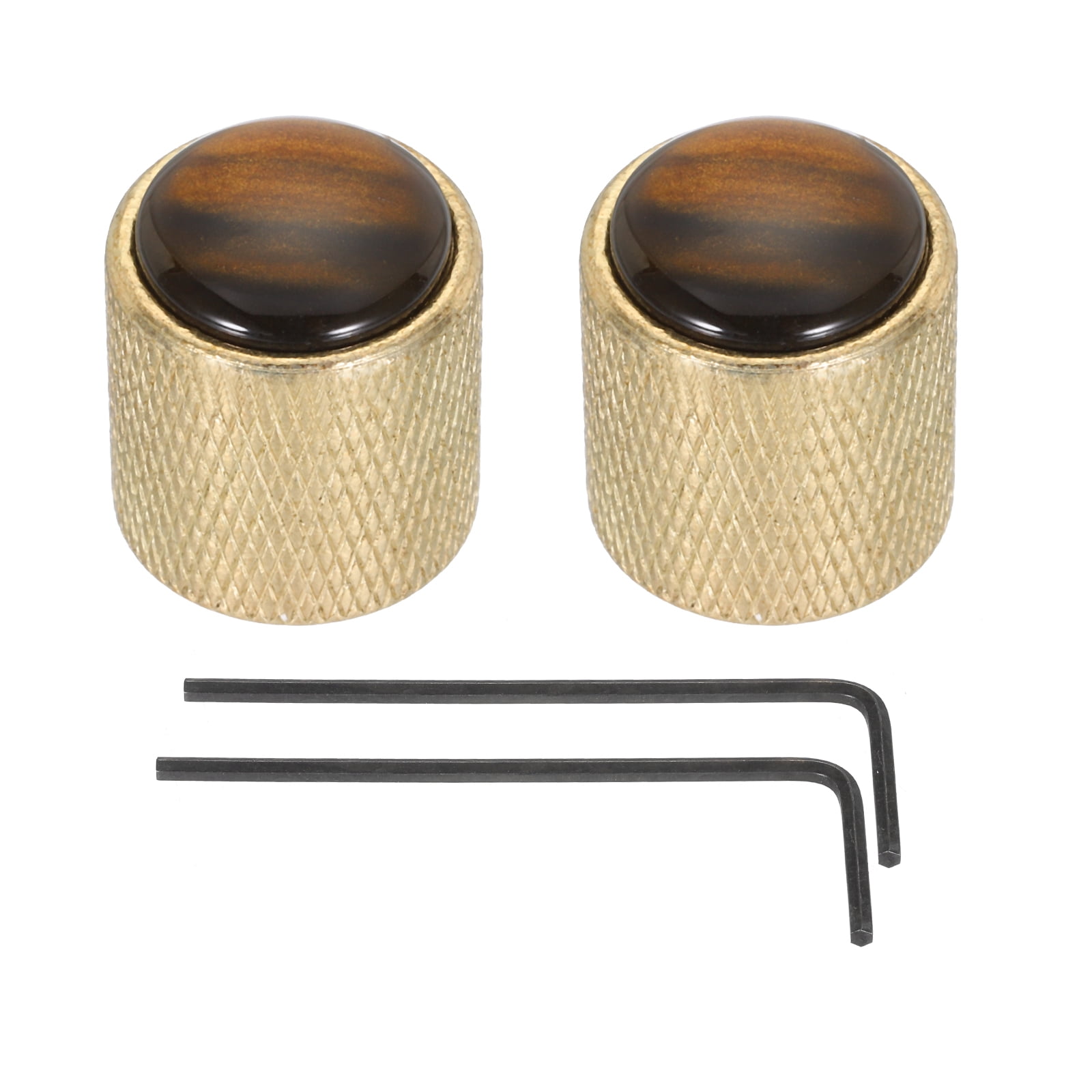 Uxcell Guitar Bass Dome Knobs Amber Top 6mm Gold Metal Volume Tone ...