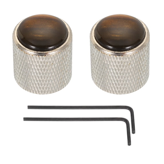 Uxcell Guitar Bass Dome Knobs Amber Top 6mm Silver Metal Volume Tone ...