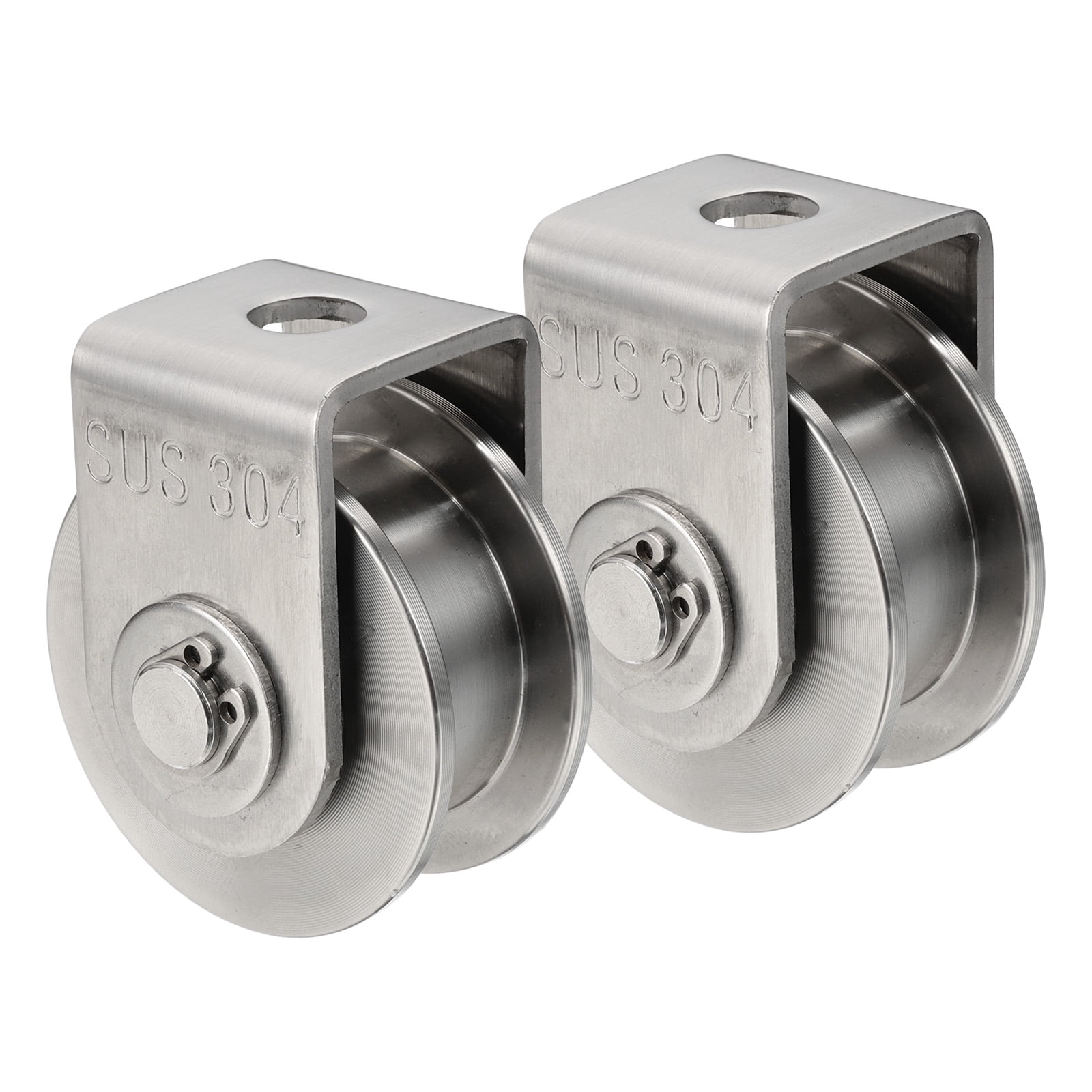 Uxcell H Groove Wheel with Bracket, Stainless Steel Track Wheel Dia.1.9 ...