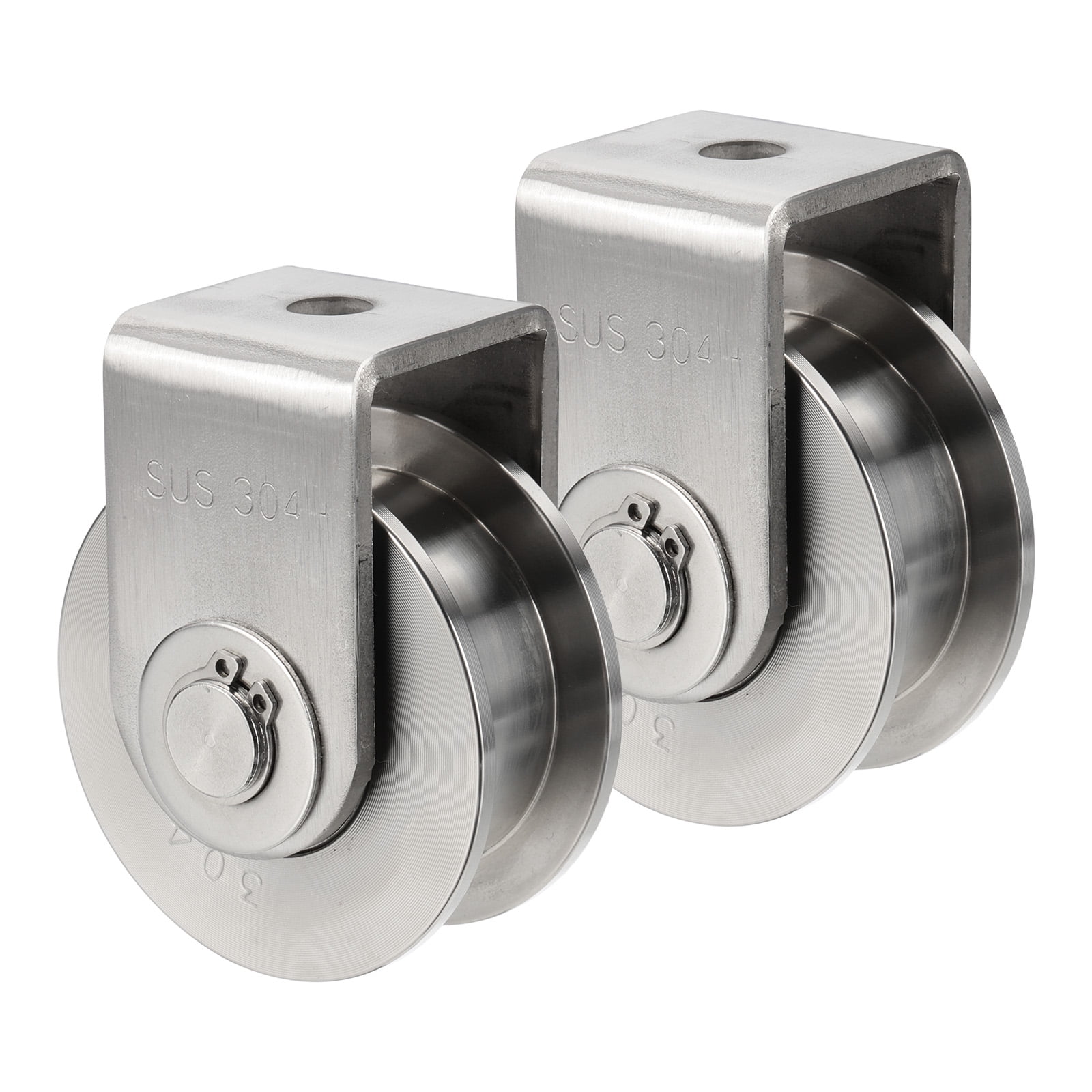 Uxcell H Groove Wheel with Bracket, Stainless Steel Track Wheel Dia.2.7 ...