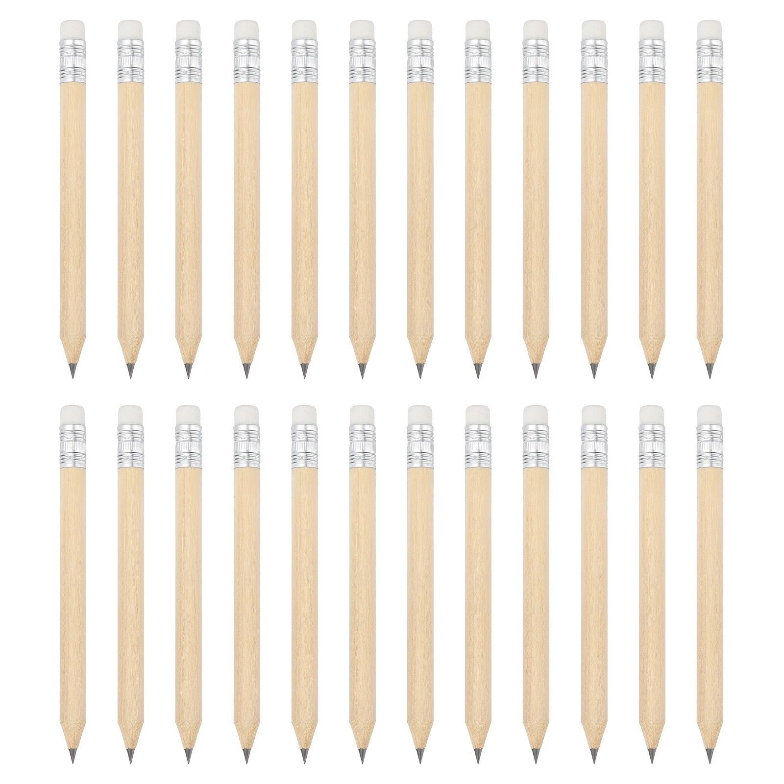 Uxcell Half Pencils Bulk, 24 Pack Short Round Wooden Pencils with White ...