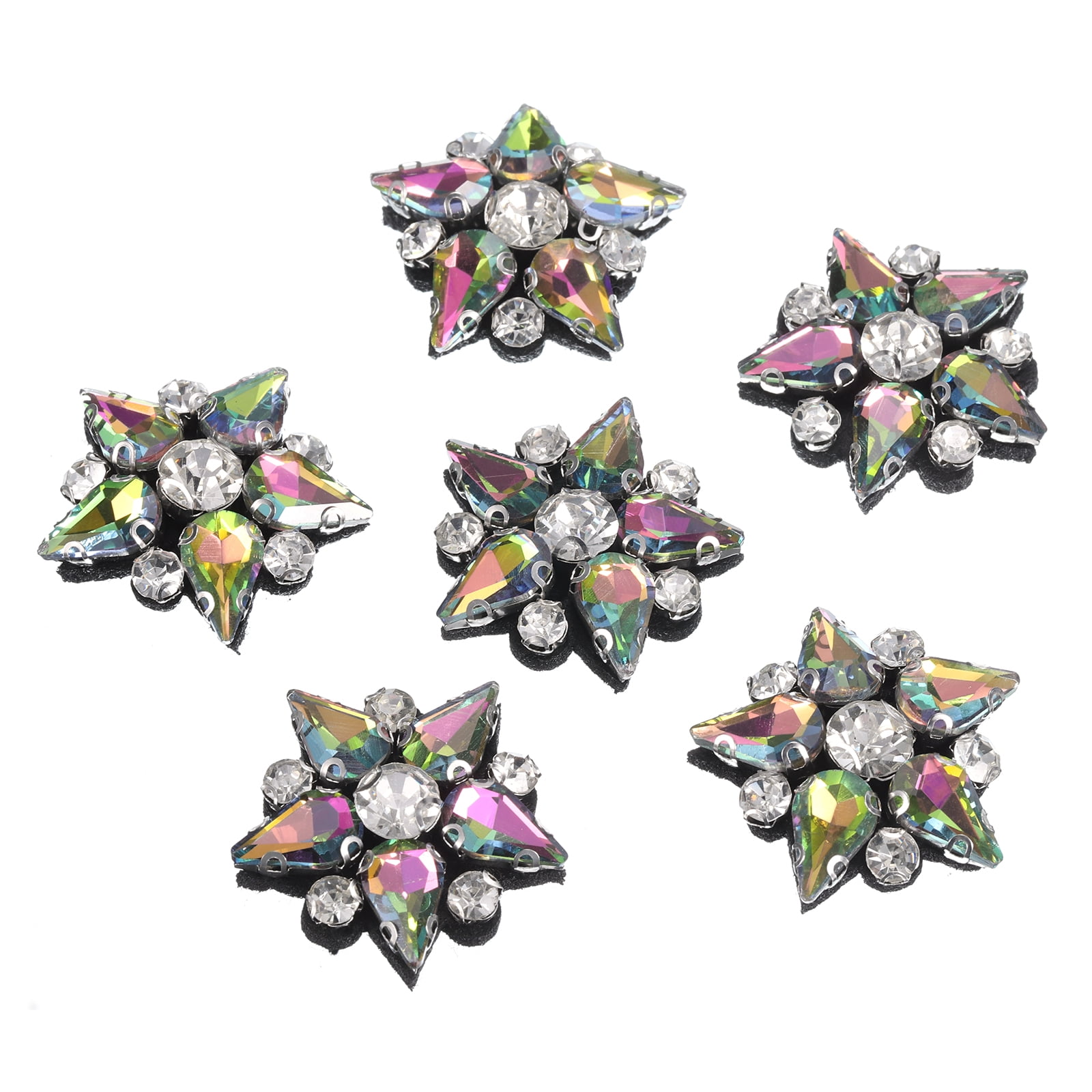 Uxcell Handmade Star Beaded Patches, 6Pcs Rhinestone Appliques Star Patches Appliques for ...