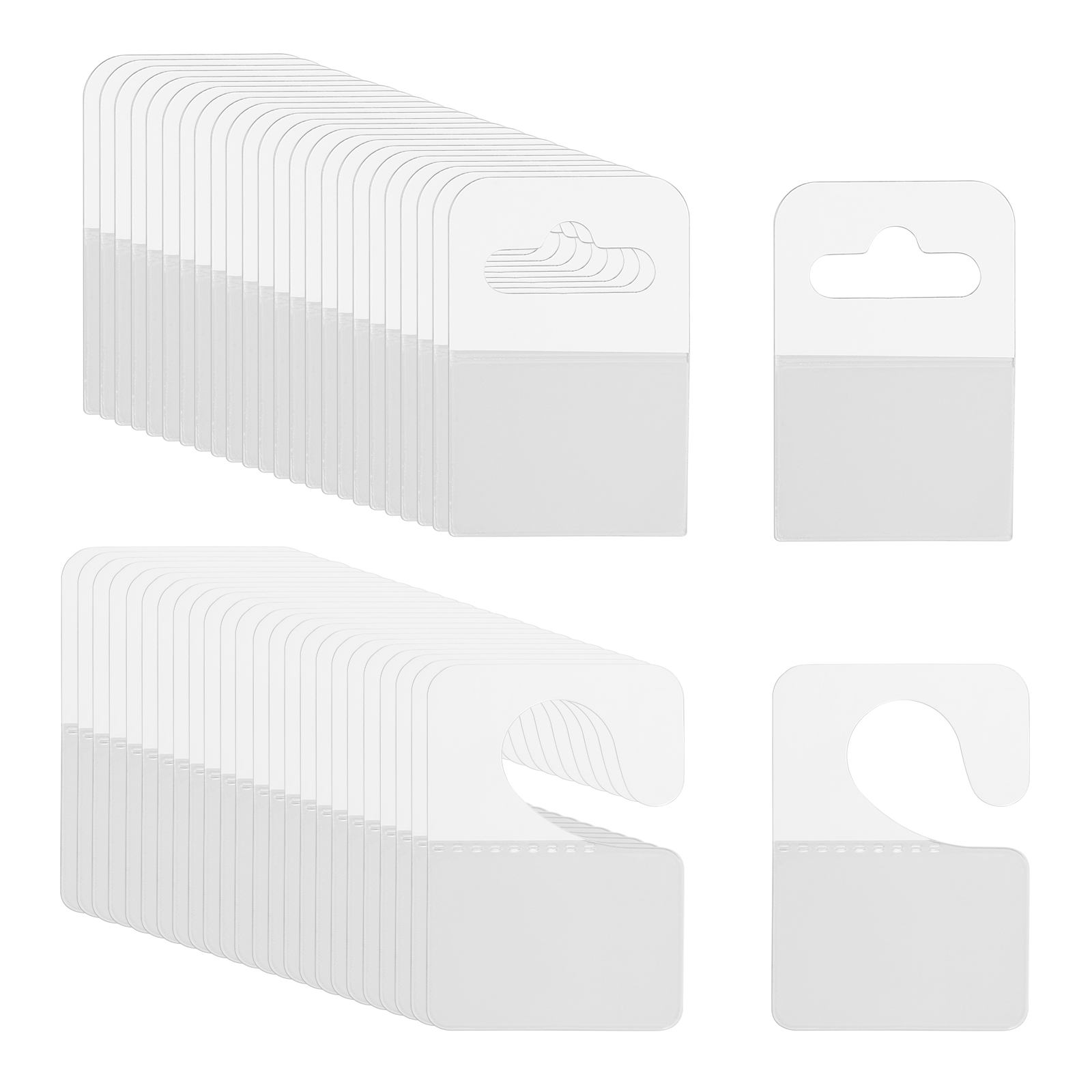 Uxcell Hang Tabs 1.4x2 / 1x1.6 Inch, 120 Pcs Clear Hanging Tags Self ...