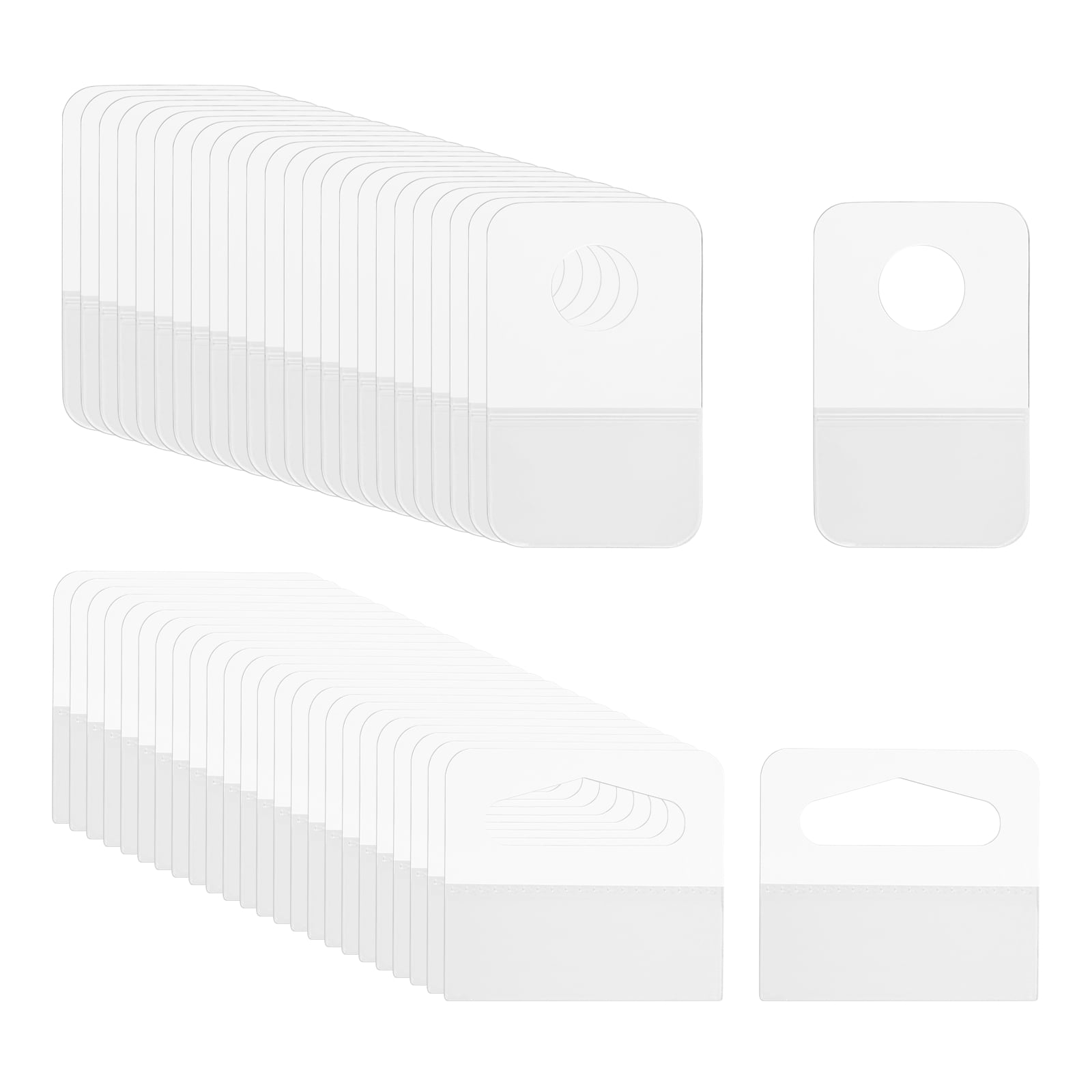 Uxcell Hang Tabs 1x1.6 / 2x1.8 Inch, 120 Pcs Clear Hanging Tags Self ...