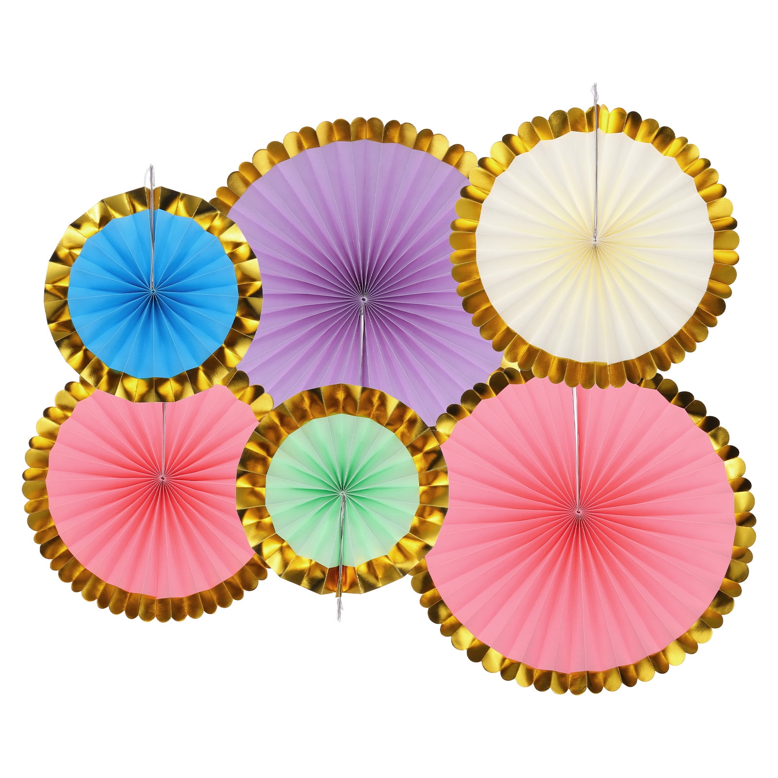 Uxcell Hanging Paper Fans Party Set 6Pcs Round Pattern Hanging Paper ...