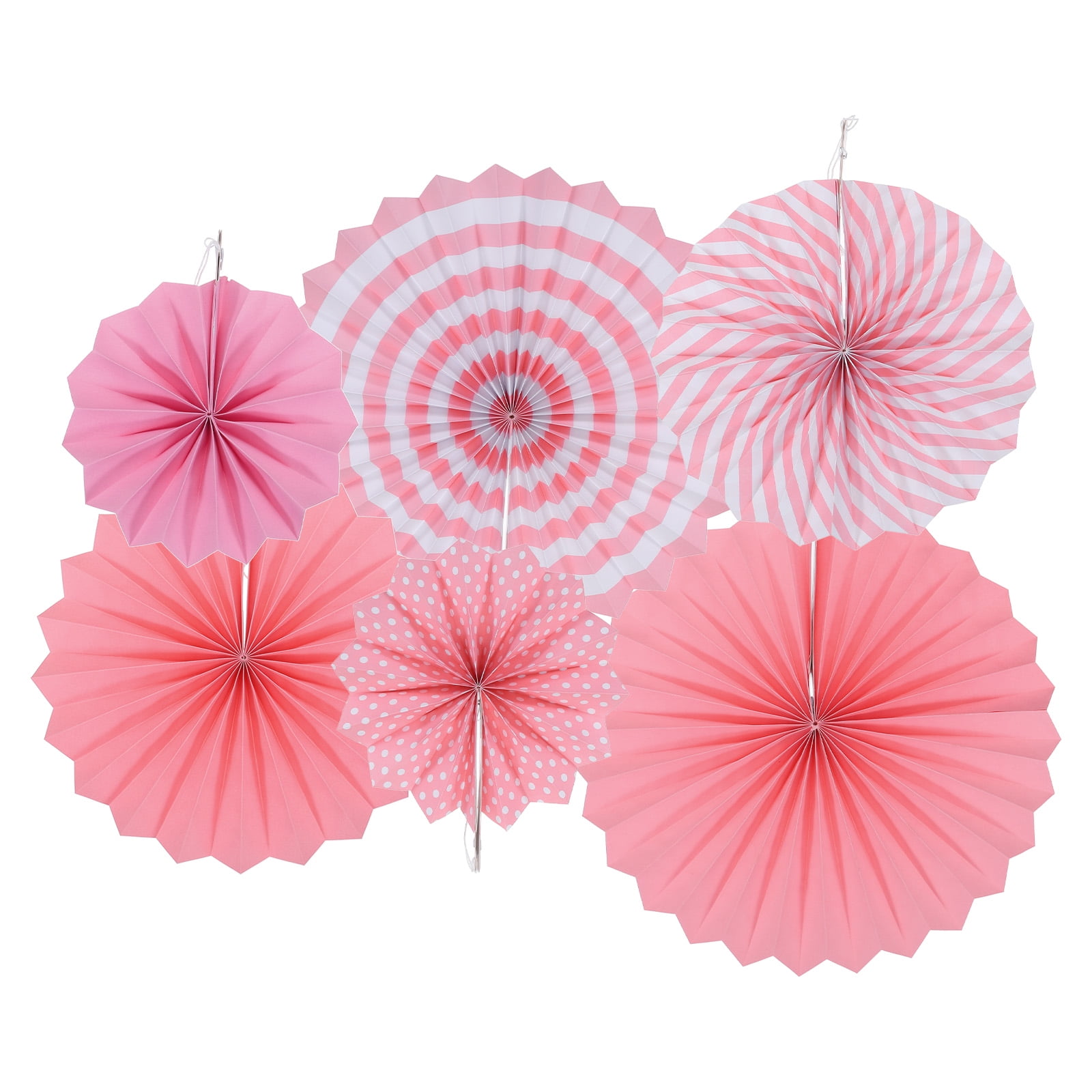 Uxcell Hanging Paper Fans Party Set 6Pcs Round Pattern Paper Fans ...