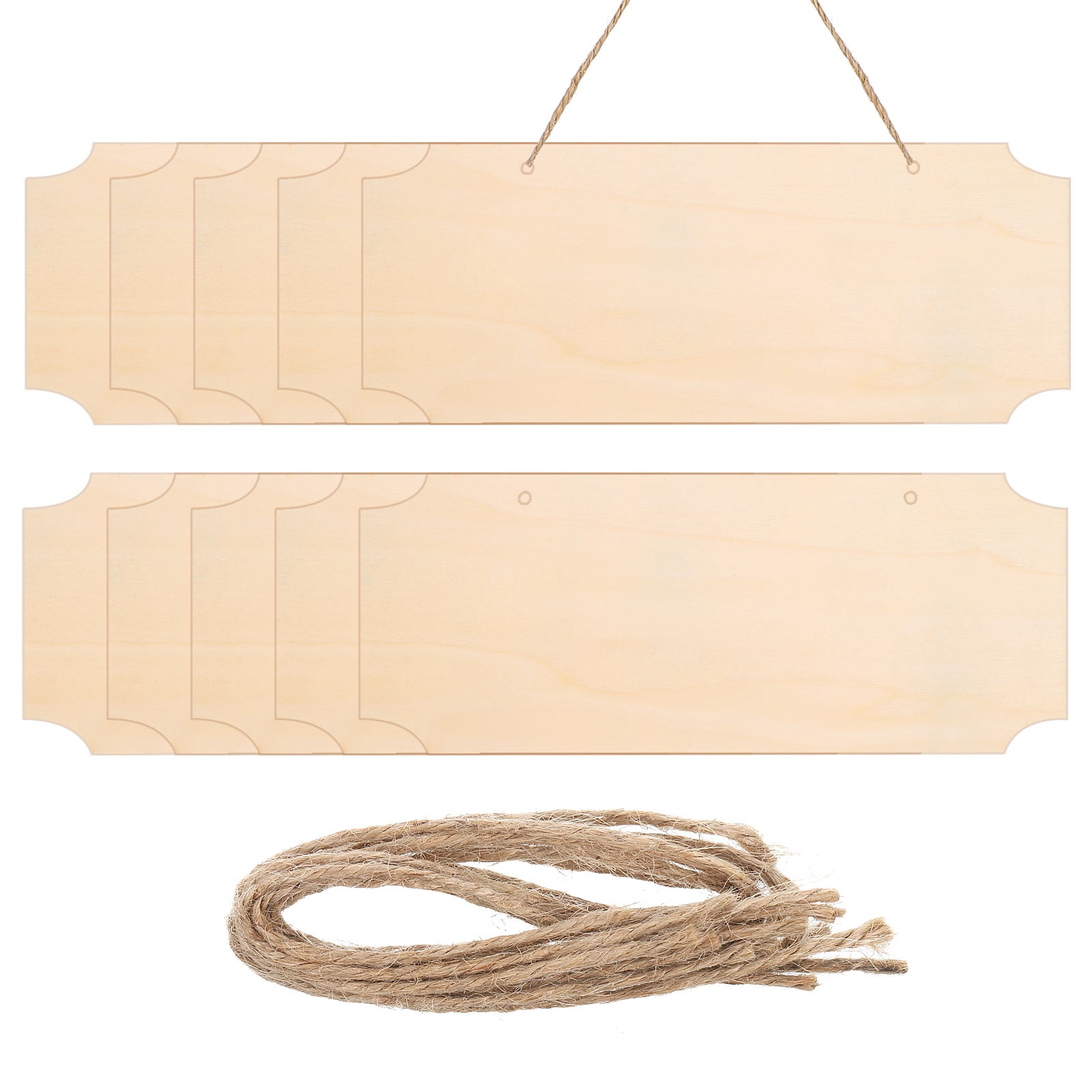 Uxcell Hanging Wood Sign with Rope, 10"x4" Blank Rectangle Wooden for ...