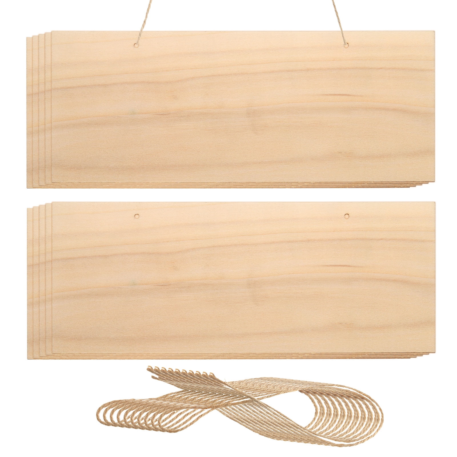 Uxcell Hanging Wood Sign with String, 10"x4" Rectangle Wooden Blank ...