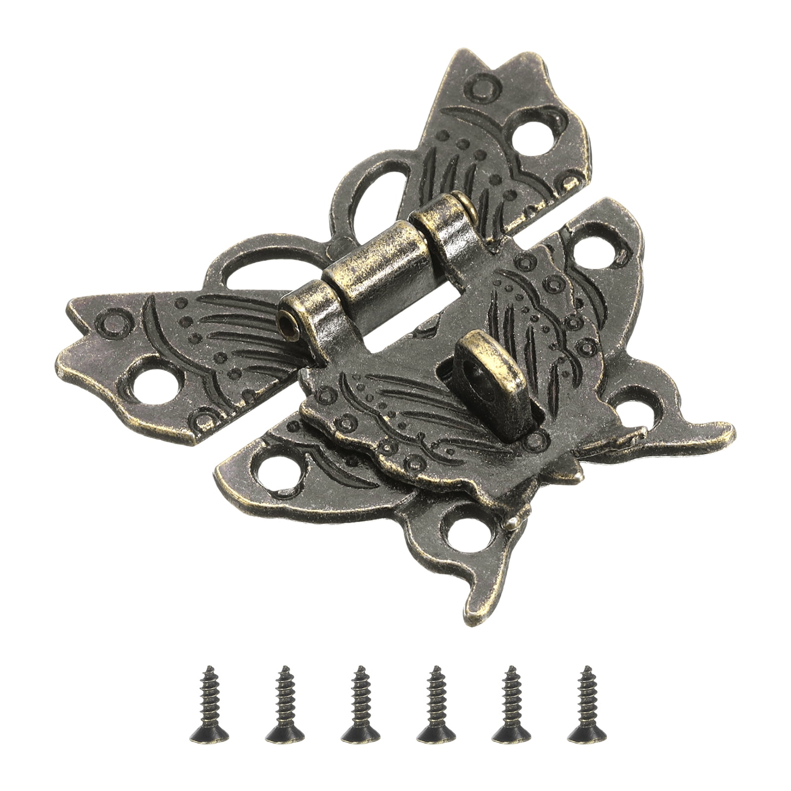 Uxcell Hasp Latch, 43 x 50mm Butterfly Decorative Retro Box Toggle ...