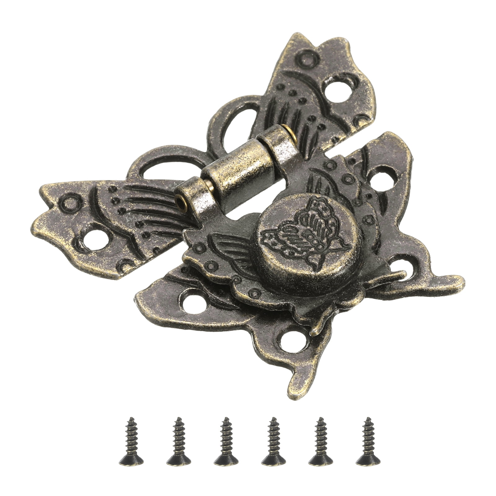 Uxcell Hasp Latch, 43 x 51mm Butterfly Decorative Retro Box Toggle ...