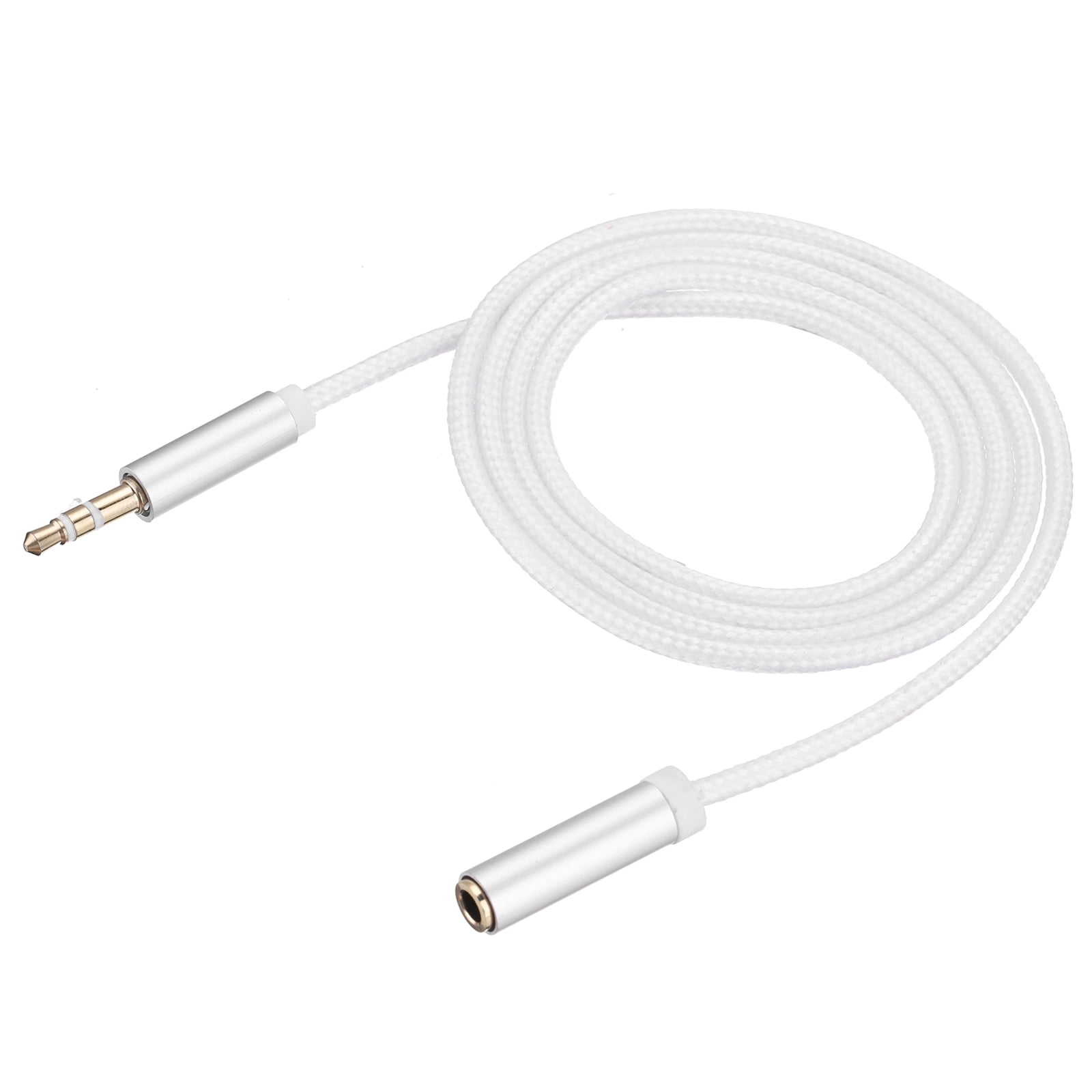 Uxcell Headphone Extension Cable, Silver 3.3Ft, 3.5mm Nylon-Braided Male to Female Aux - Walmart.com