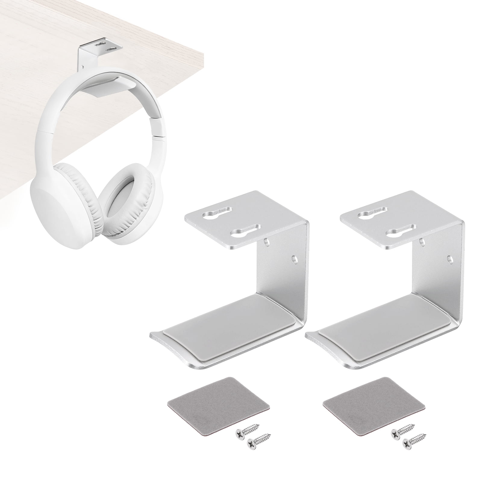 Uxcell Headphone Holder Aluminum Headset Hooks with Tape and Screws ...