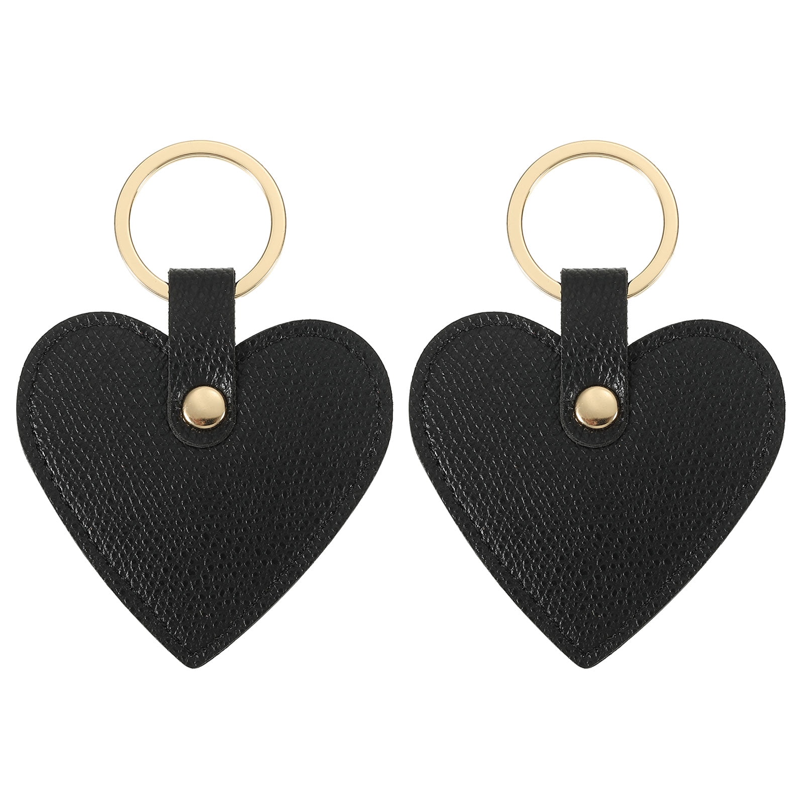 Uxcell Heart Leather Keychains Leather Key Fobs with Key Rings Keychain ...