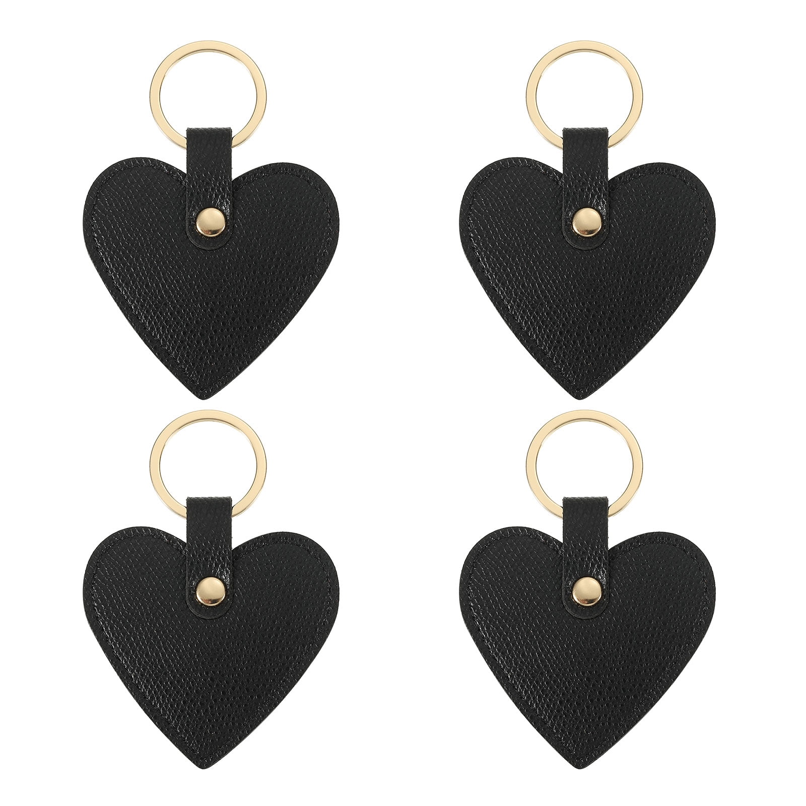 Uxcell Heart Leather Keychains Leather Key Fobs with Key Rings Keychain ...