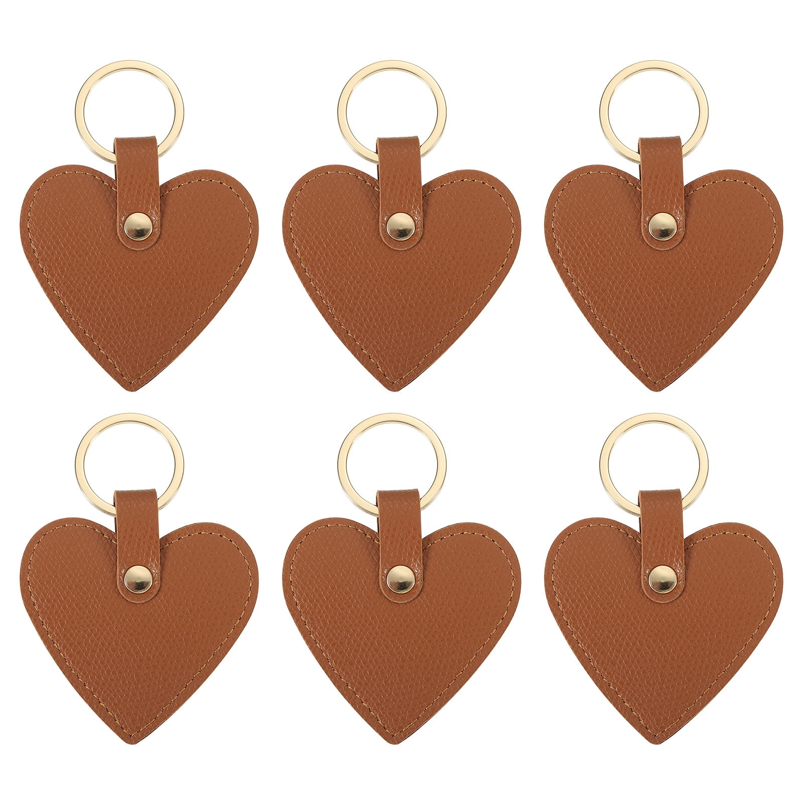 Uxcell Heart Leather Keychains Leather Key Fobs with Key Rings Keychain ...
