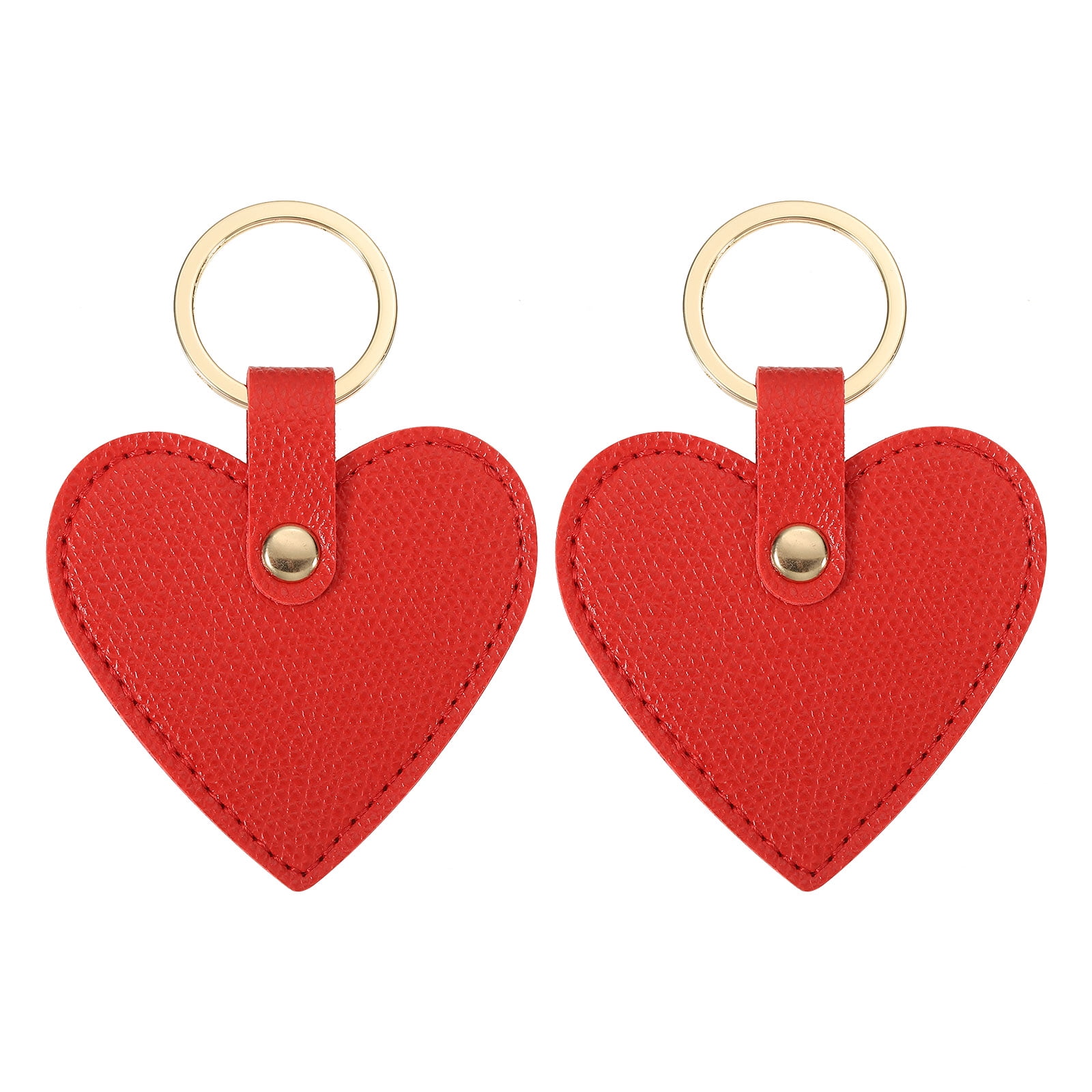 Uxcell Heart Leather Keychains Leather Key Fobs with Key Rings Keychain ...