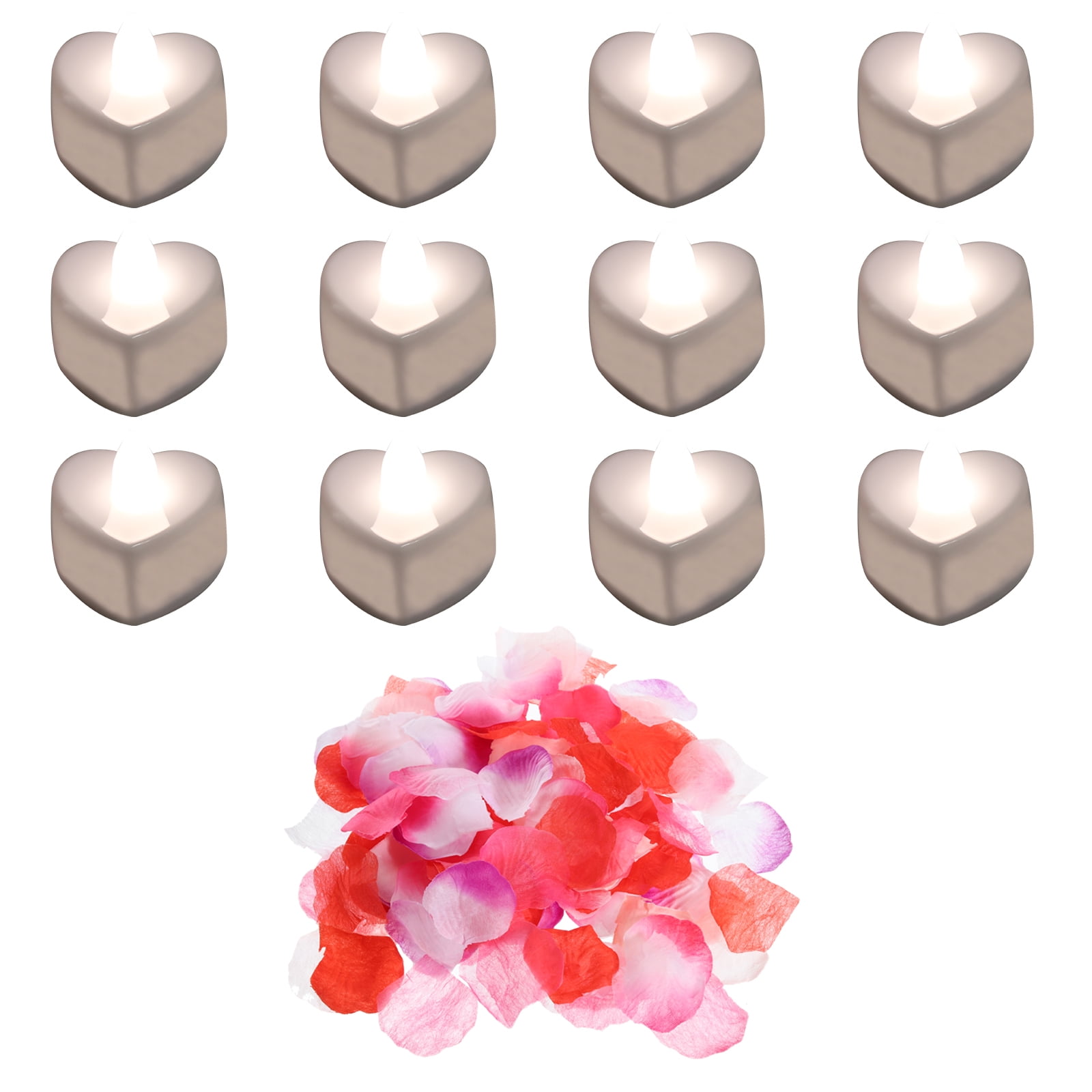 Uxcell Heart Shaped LED Candles Flameless LED Tea Light Candle White ...