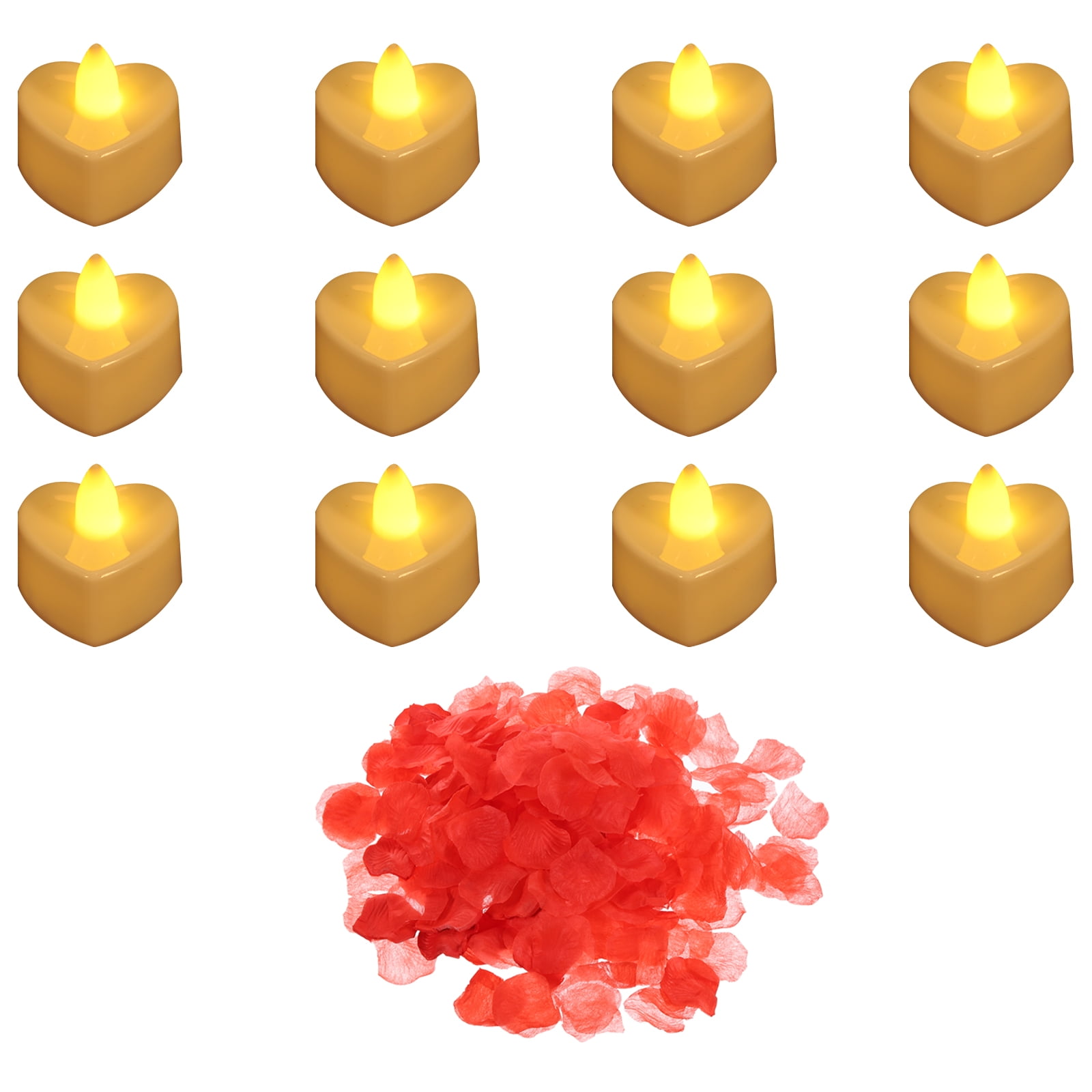 Uxcell Heart Shaped LED Candles Flameless LED Tea Light Candle Yellow ...