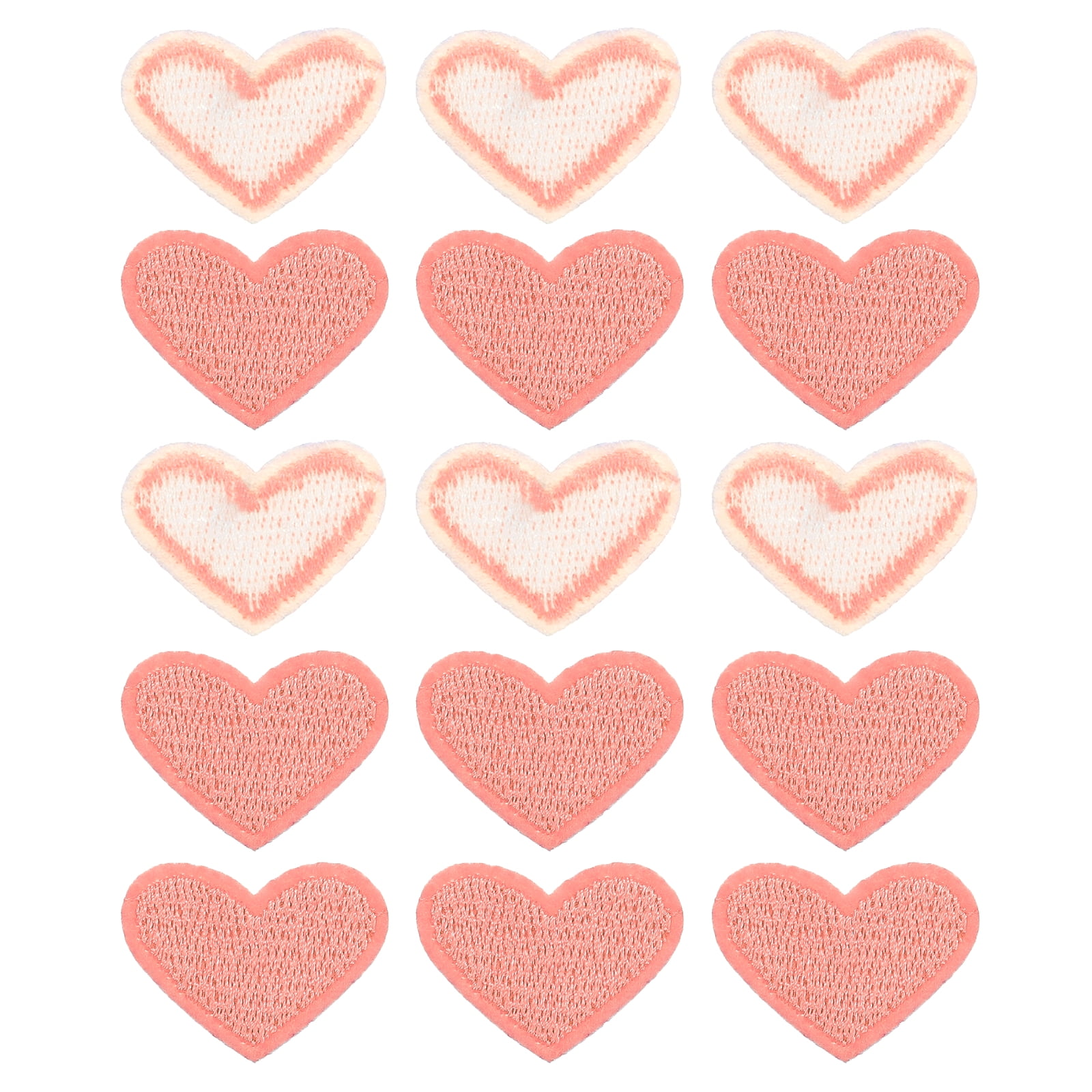 Uxcell Heart Shaped Patches Rose Pink Embroidered Sew on Love Applique ...