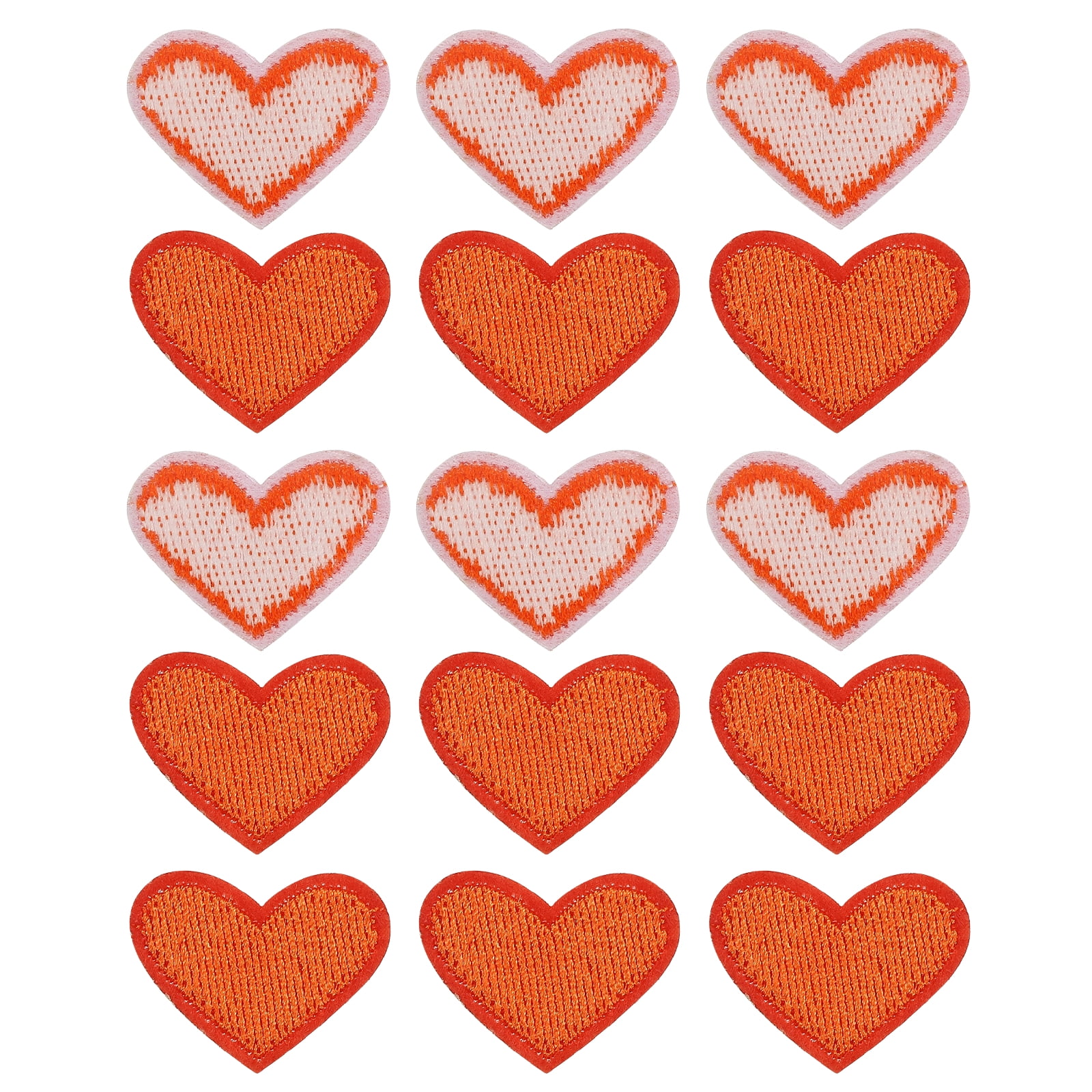 Uxcell Heart Shaped Patches Rose Pink Embroidered Sew on Love Applique ...