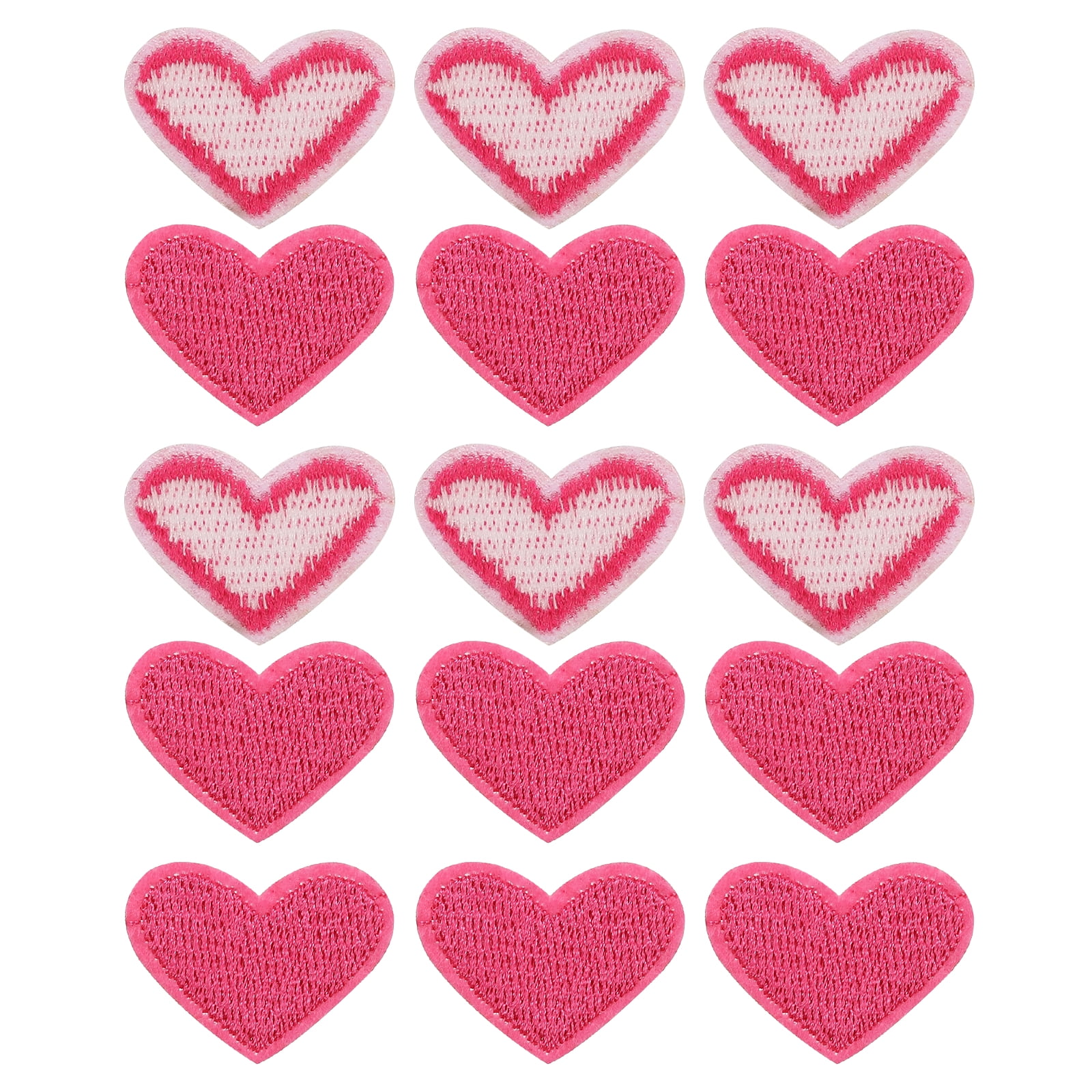 Uxcell Heart Shaped Patches Rose Pink Embroidered Sew on Love Applique ...
