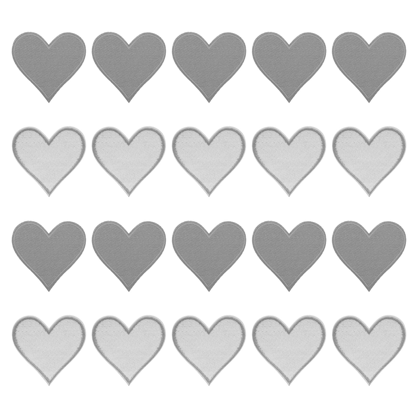 Uxcell Hearts Patches Grey Iron-On Patch Sew Embroidered Applique 2.8x2 ...