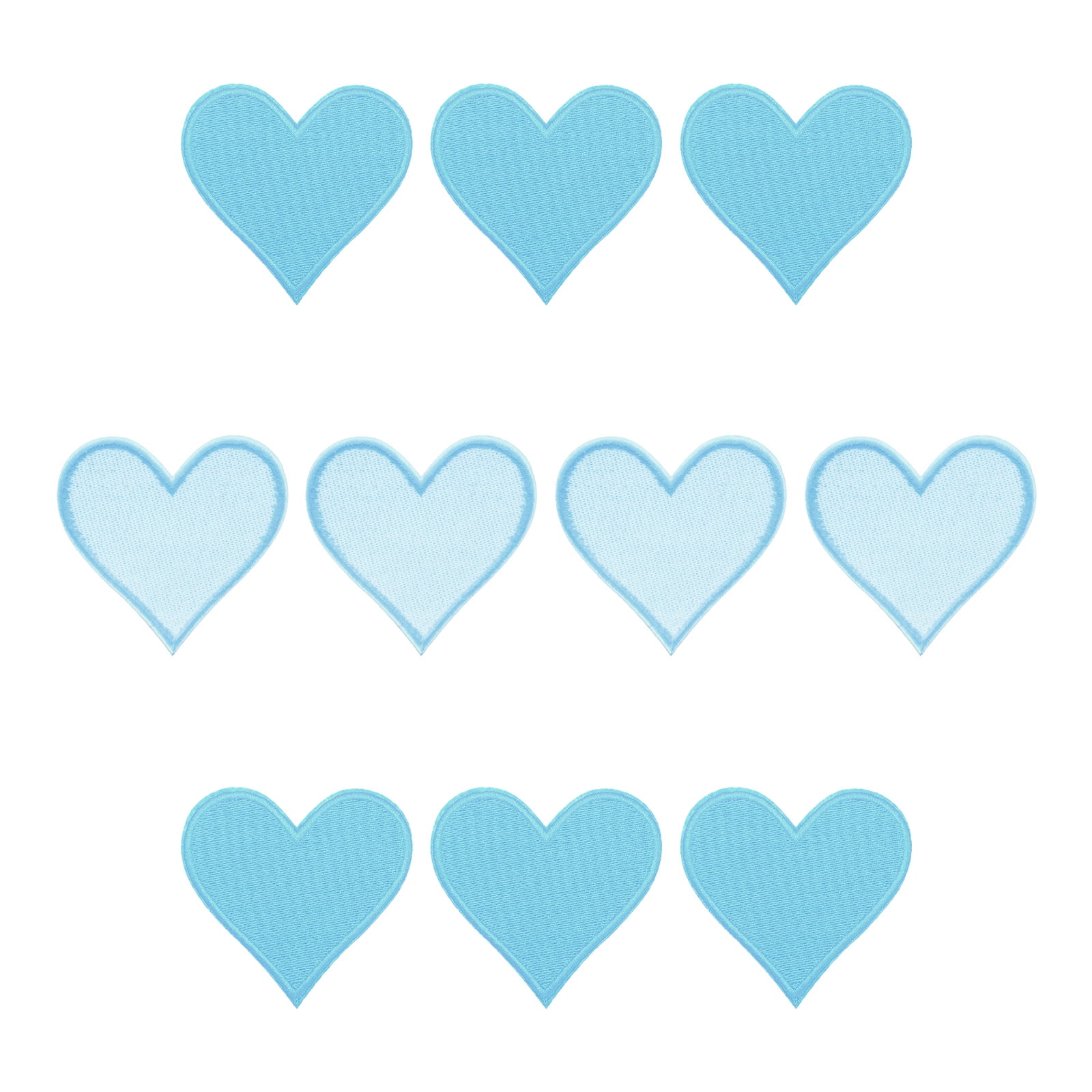 Uxcell Hearts Patches Light Sky Blue Iron-On Patch Sew Embroidered ...