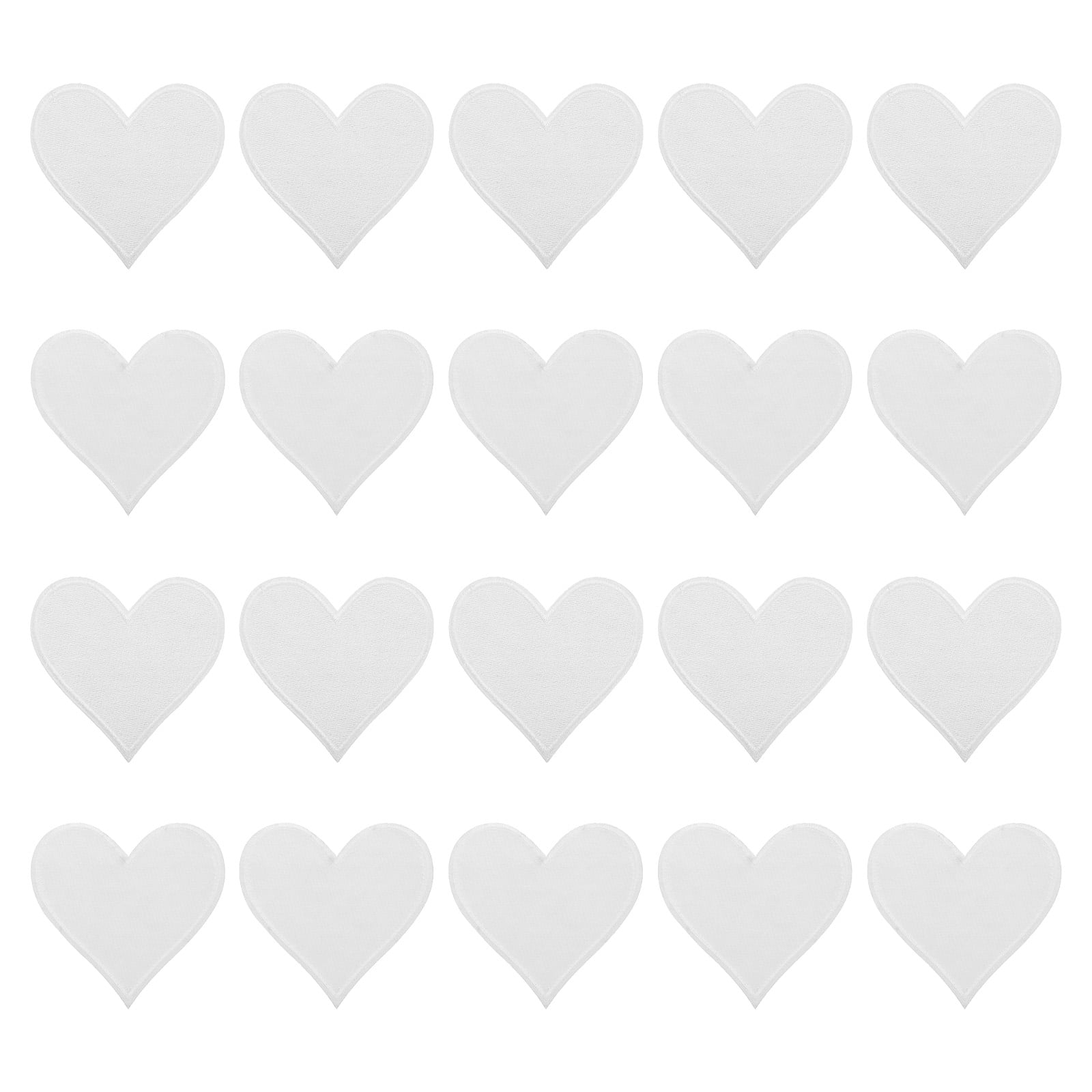Uxcell Hearts Patches White Iron-On Patch Sew Embroidered Applique 2 ...